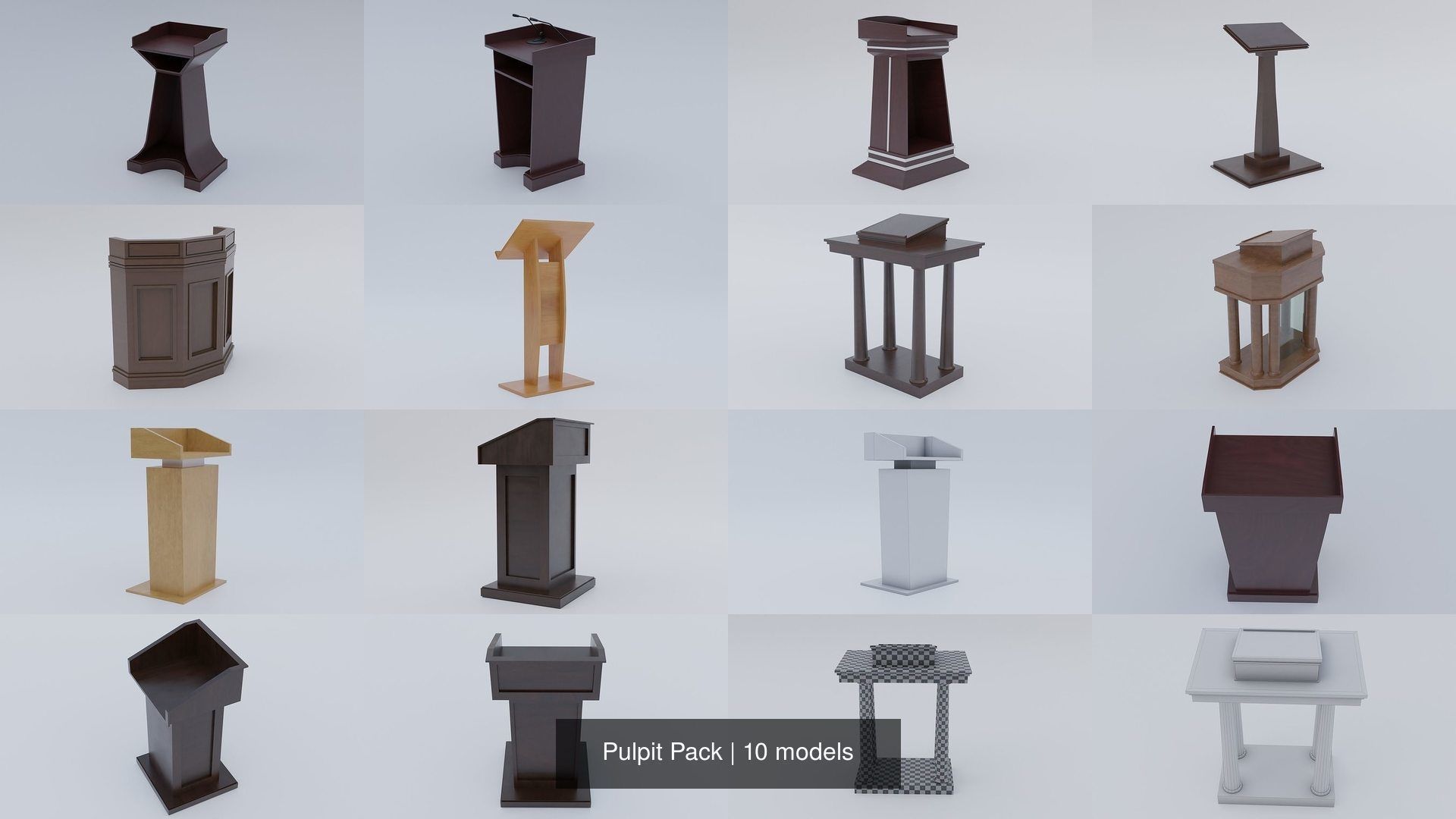 3D Model Collection Pulpit Pack VR / AR / low-poly | CGTrader