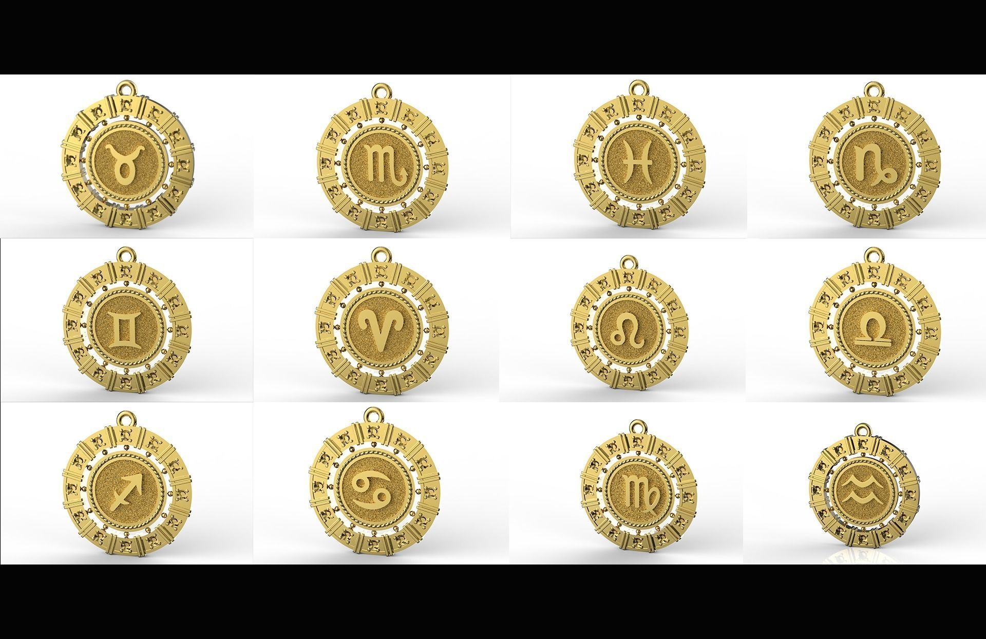 Zodiac symbol pendants collection | CGTrader