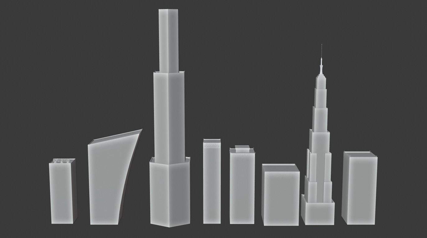 Buildings low poly skyscrapers at night free VR / AR / low-poly 3D ...