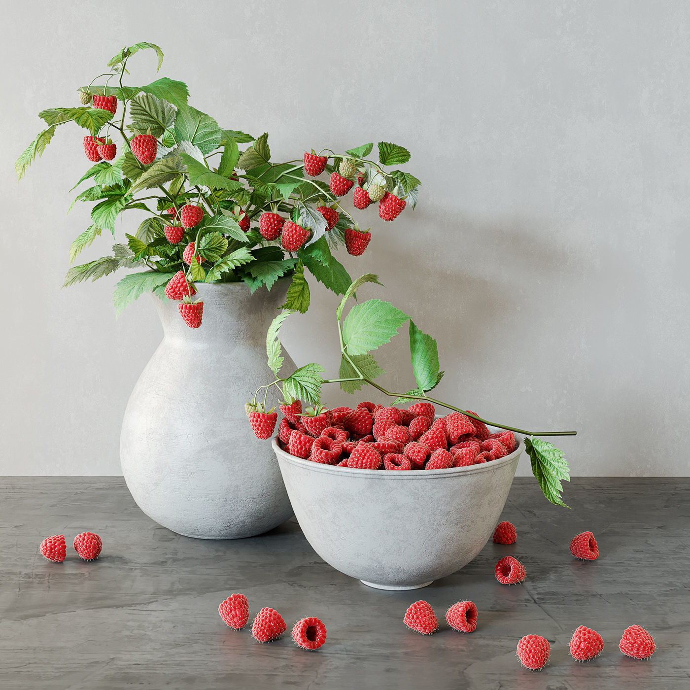 Raspberries bouquet 3D model | CGTrader