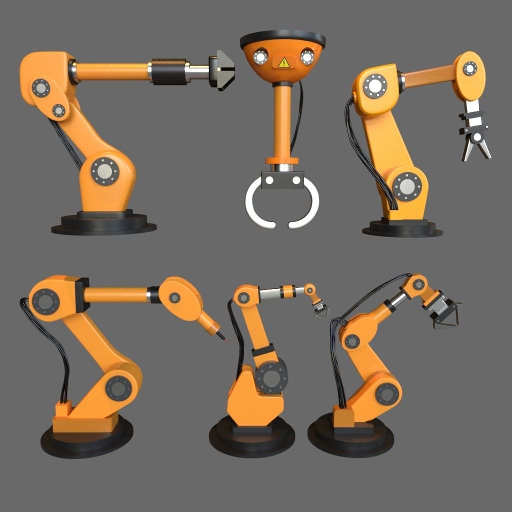 3D model 6 Stylized Rigged Robot Arms Pack VR / AR / low-poly | CGTrader