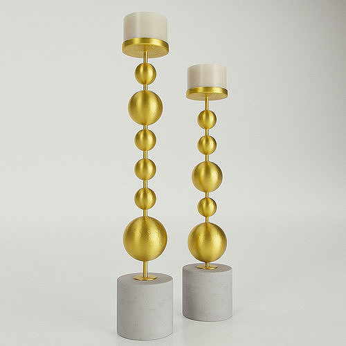 Everly Quinn Metal Candlestick Set 3D model | CGTrader
