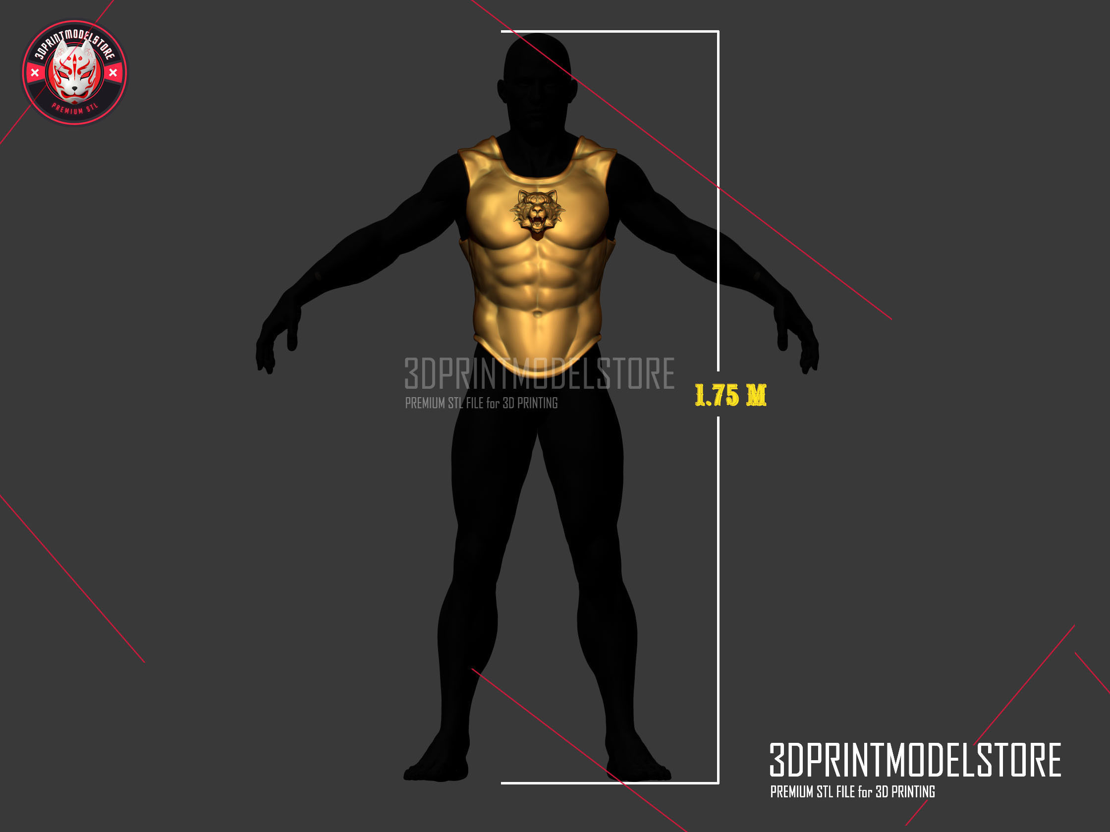 Body Chest Armor - Larp Armor Cosplay - Tiger Roman Muscle Armor 3D ...