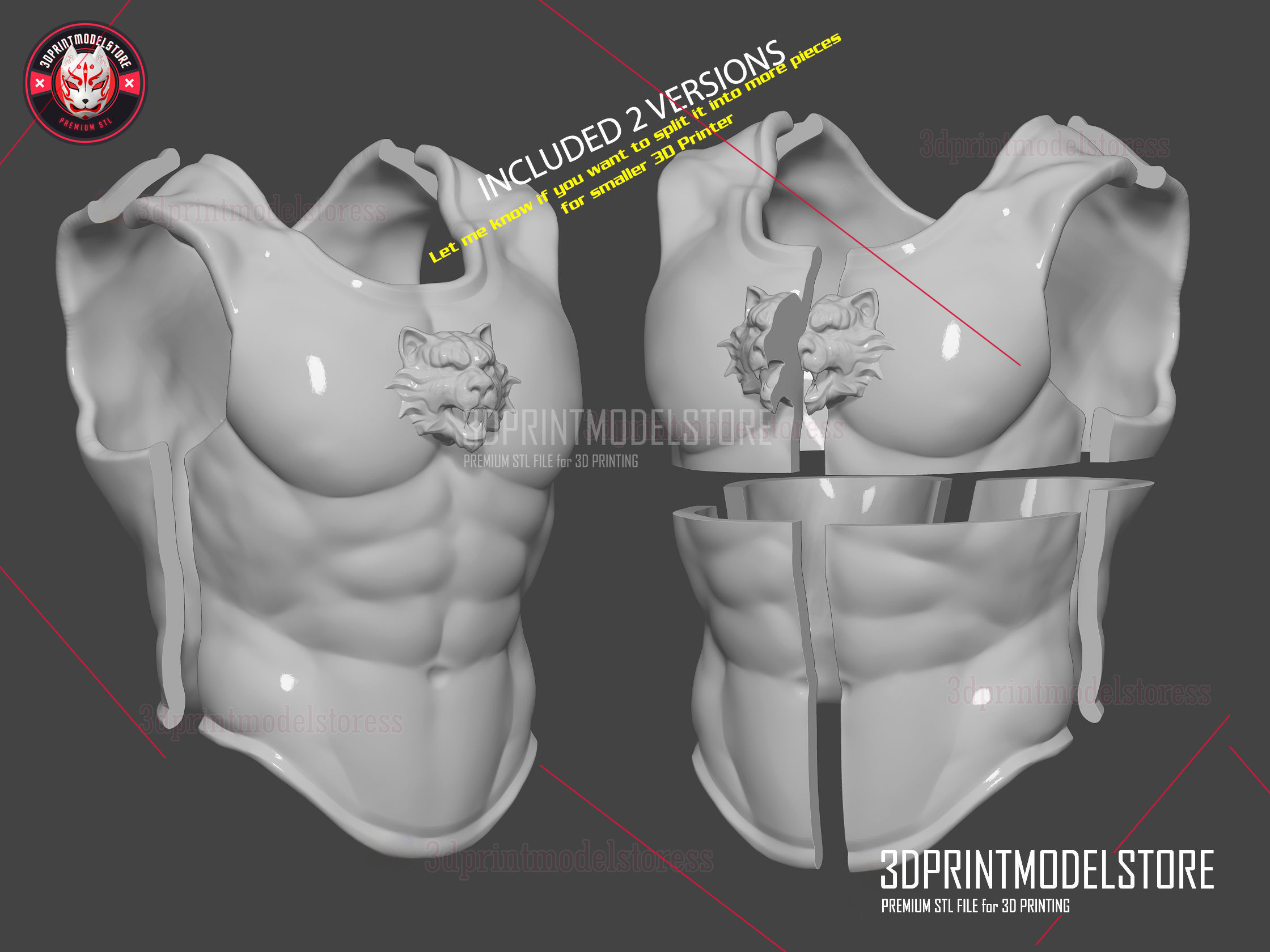 Body Chest Armor - Larp Armor Cosplay - Tiger Roman Muscle Armor 3D ...