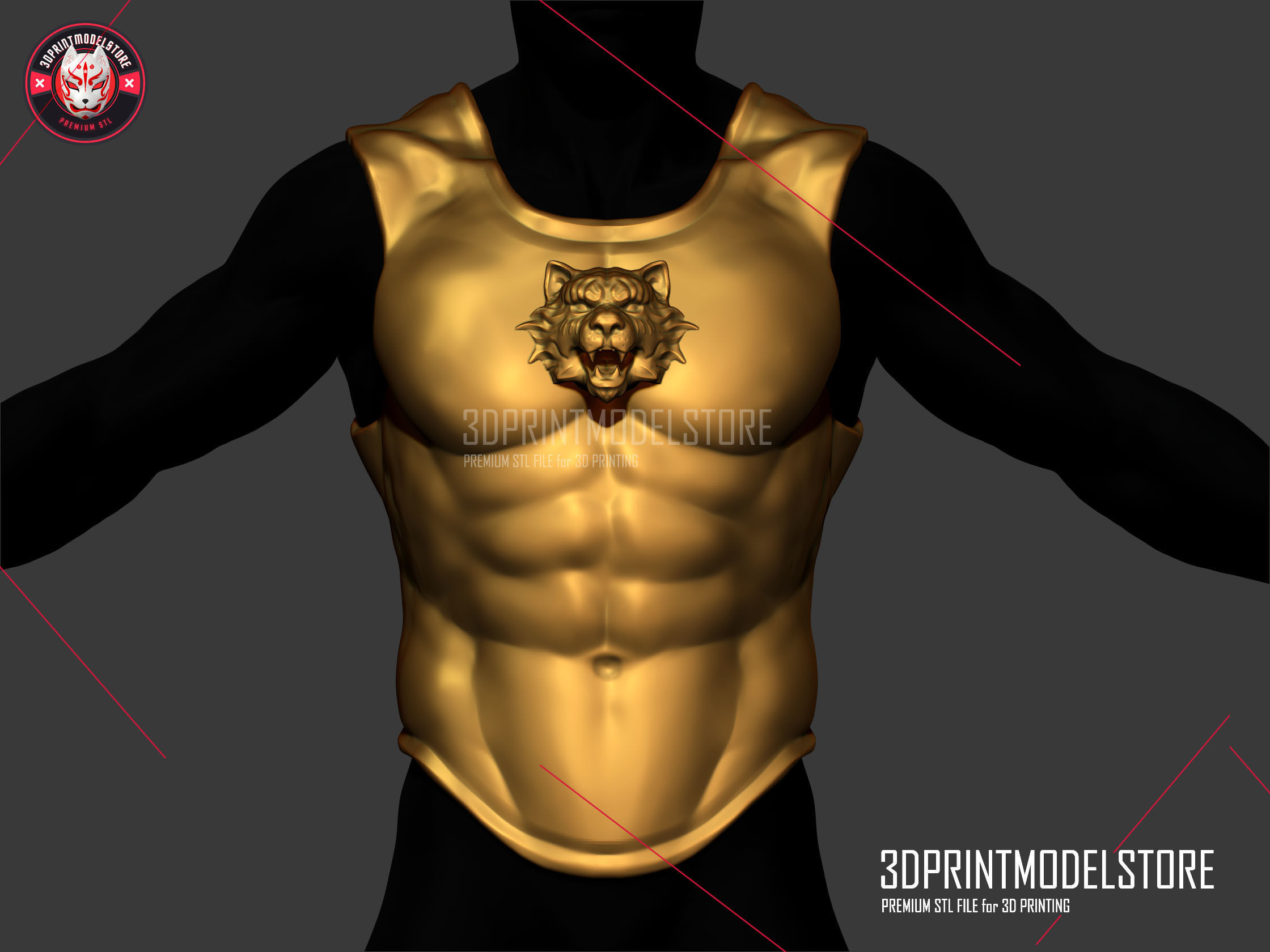 Body Chest Armor - Larp Armor Cosplay - Tiger Roman Muscle Armor 3D ...