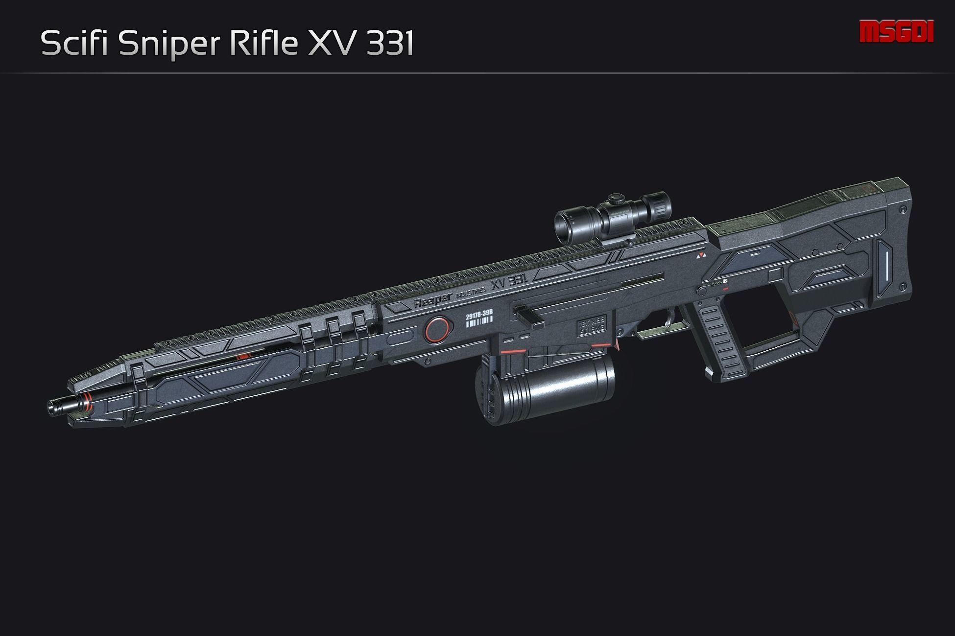 3D model Scifi Sniper Rifle XV 331 VR / AR / low-poly | CGTrader