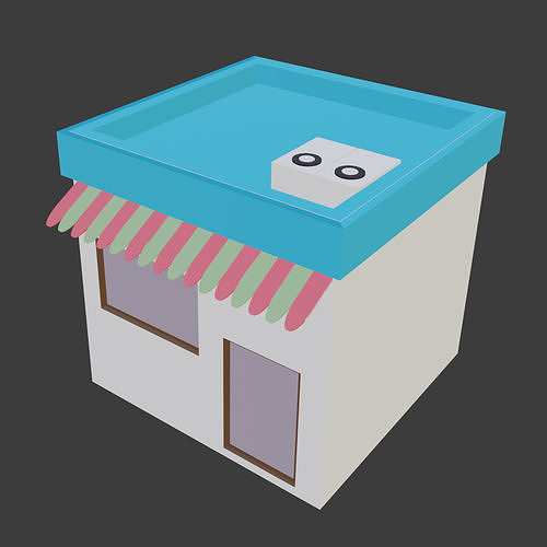 Low-poly House shop with roof free VR / AR / low-poly 3D model | CGTrader