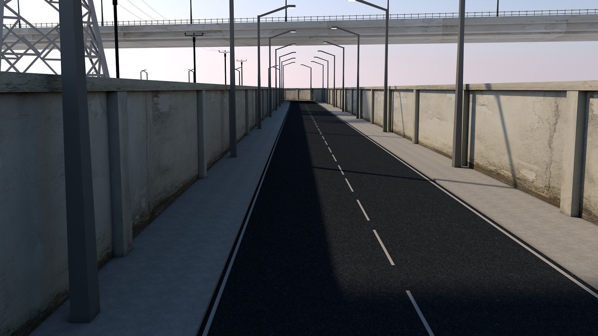 Highway road in middle of tunnel 3D model | CGTrader