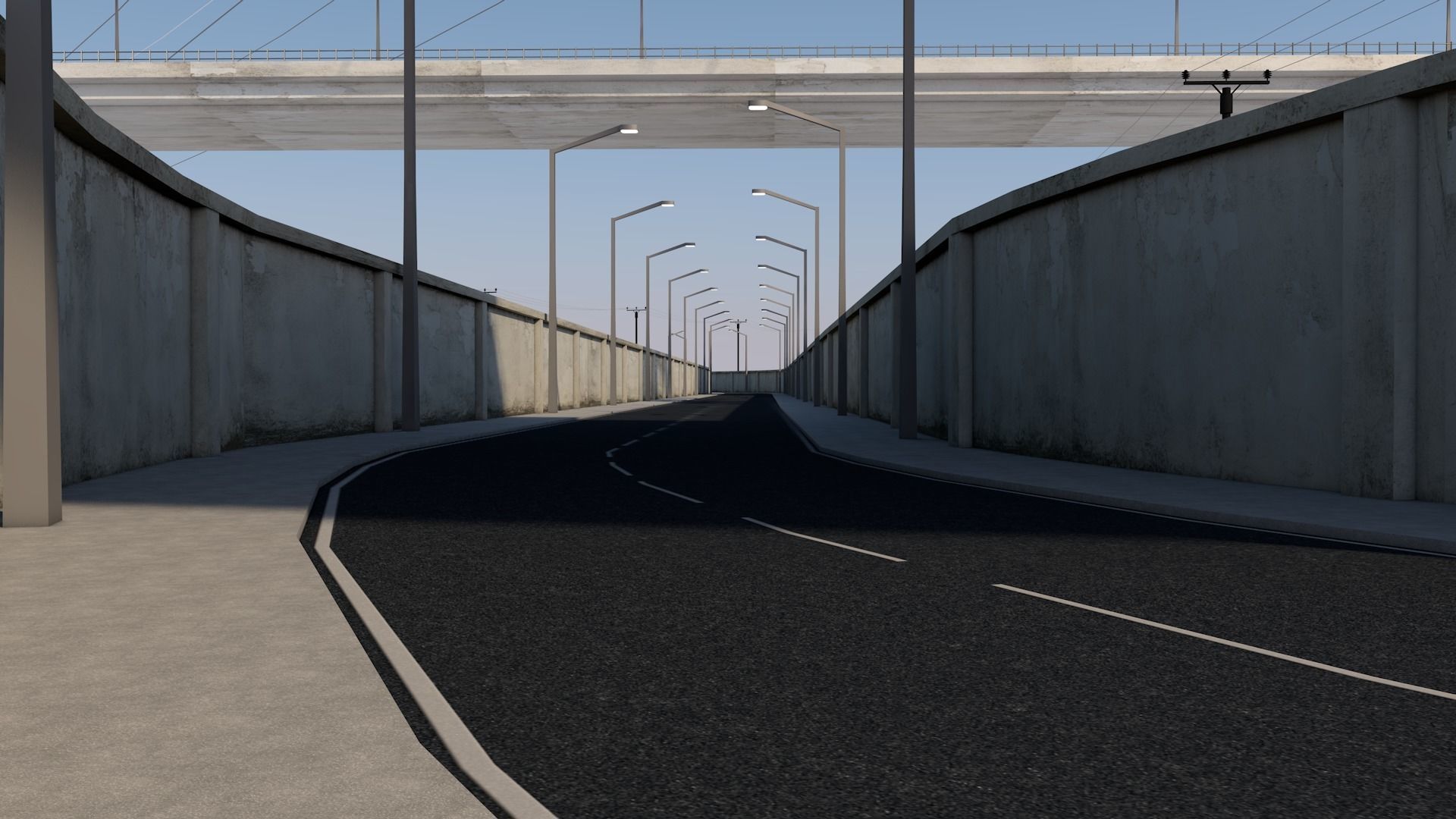 Highway road in middle of tunnel 3D model | CGTrader