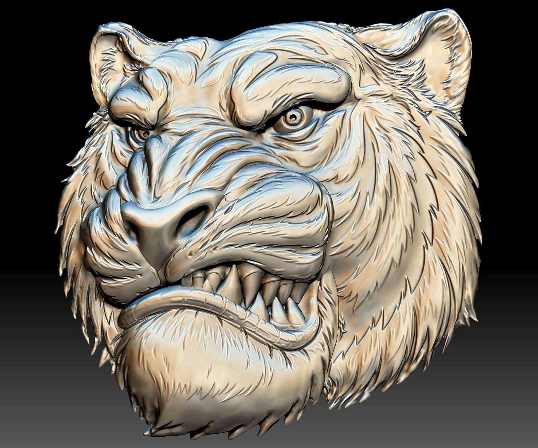 Tiger Head STL File 3d Model Bas relief For CNC Router