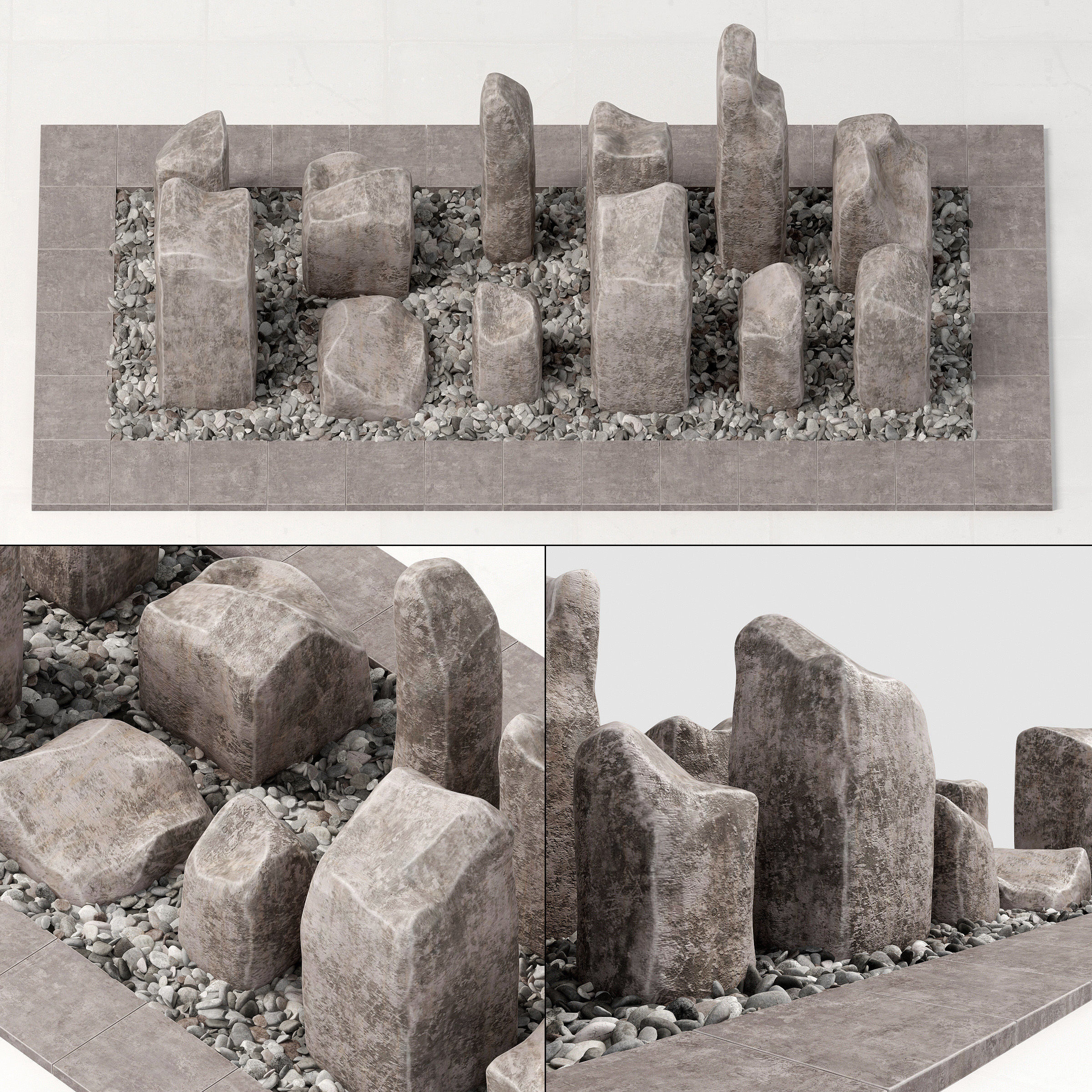 Square stone block pebble fundament n1 3D model | CGTrader