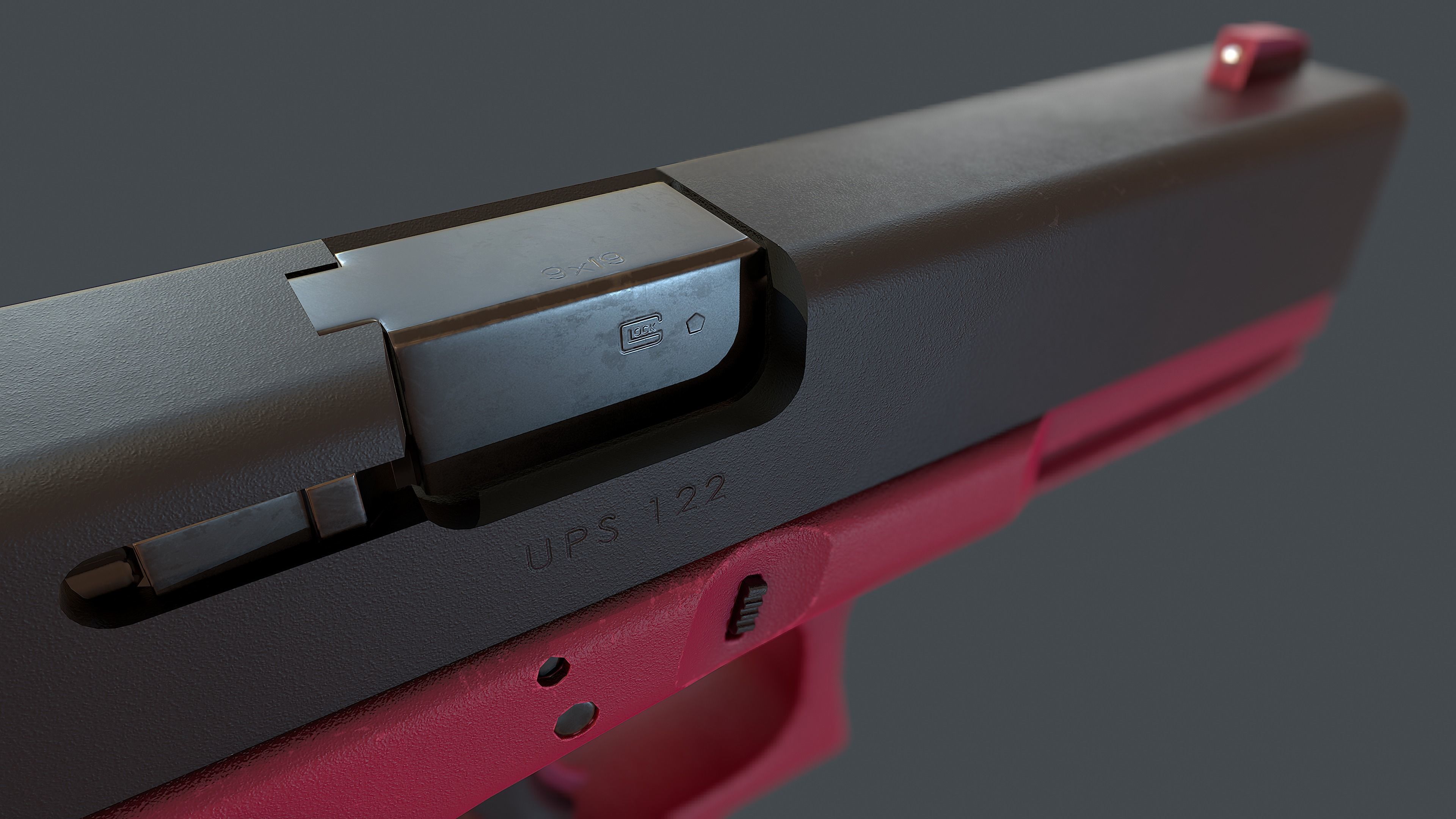 3D model Pink Glock 17 with magazine VR / AR / low-poly rigged animated ...