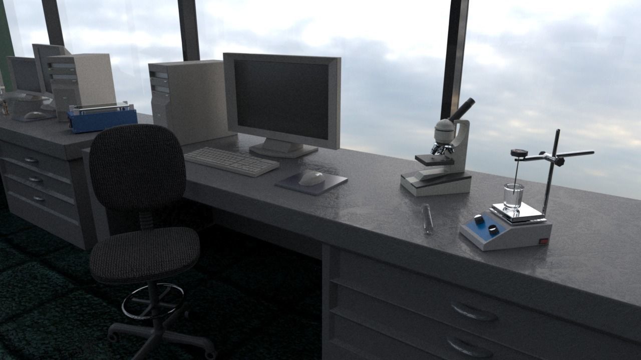 Lab Environment with lab equipment 3D model | CGTrader