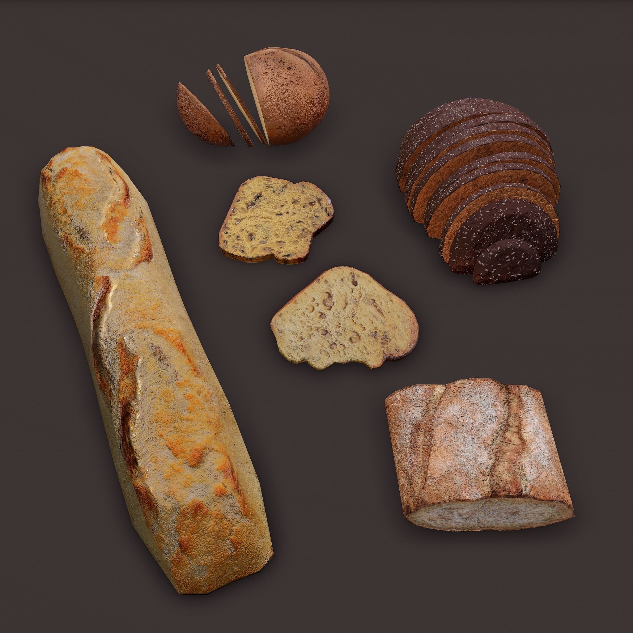 3D Model Collection Breads Pack VR / AR / low-poly | CGTrader