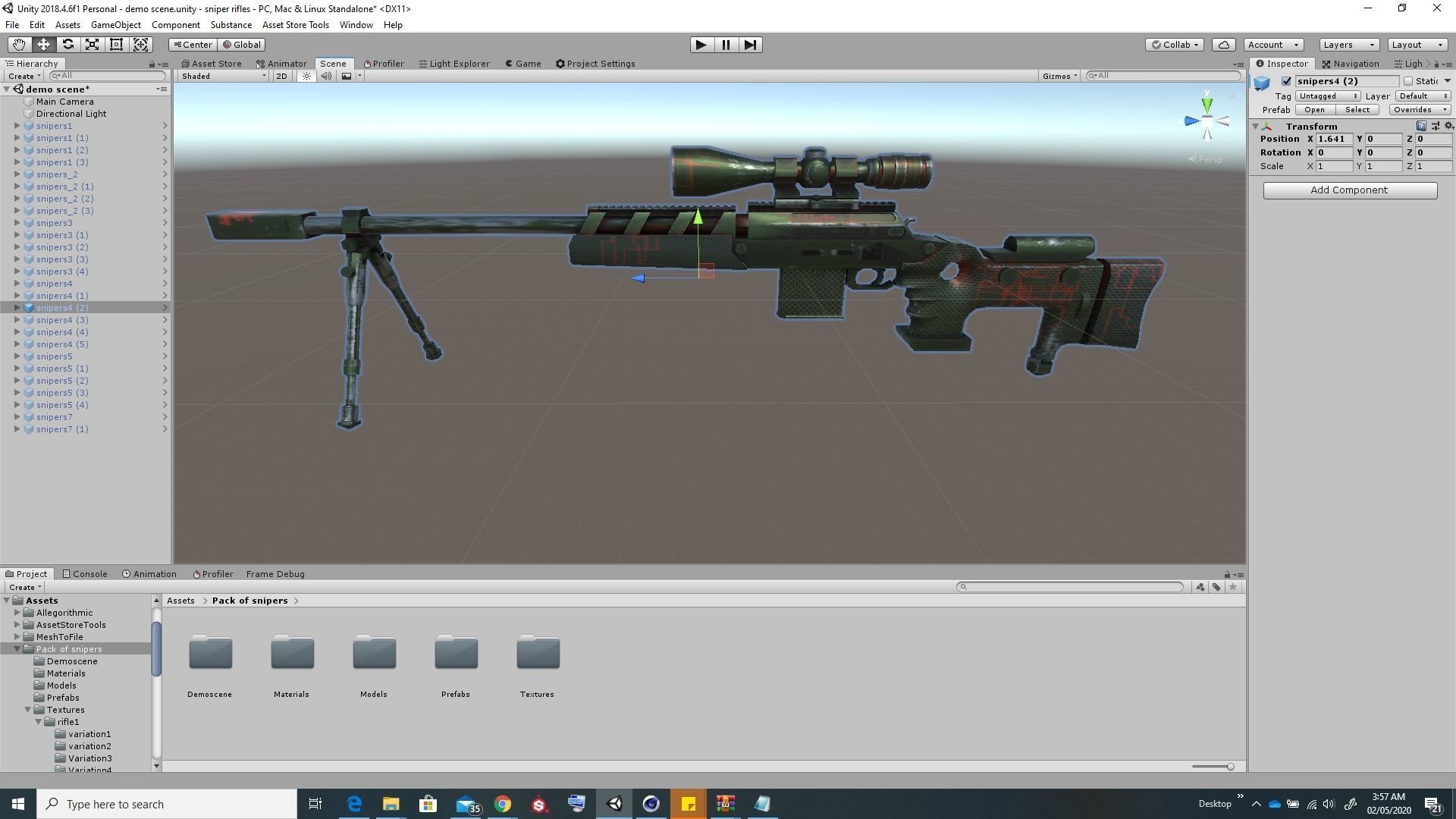 3D model Pack Of 26 low poly PBR realistic Sniper Rifle weapons VR / AR ...