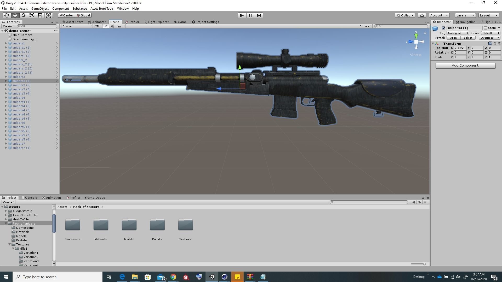 3D model Pack Of 26 low poly PBR realistic Sniper Rifle weapons VR / AR ...