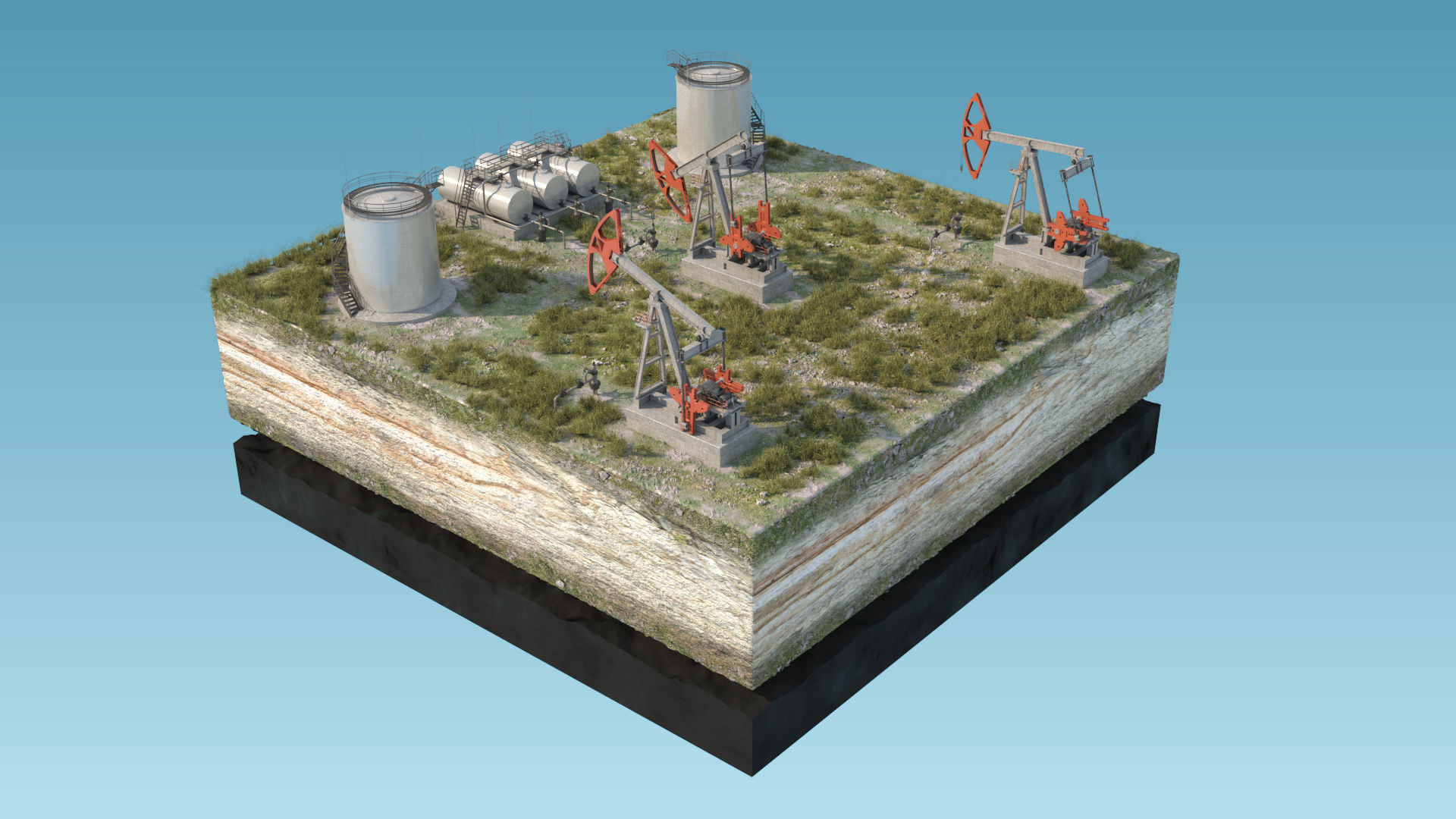 Oil Pumpjack fuel tanks 3D model animated rigged | CGTrader