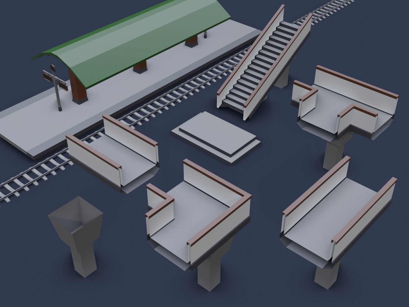 3D model Railway Platform and Foot-Bridge VR / AR / low-poly | CGTrader