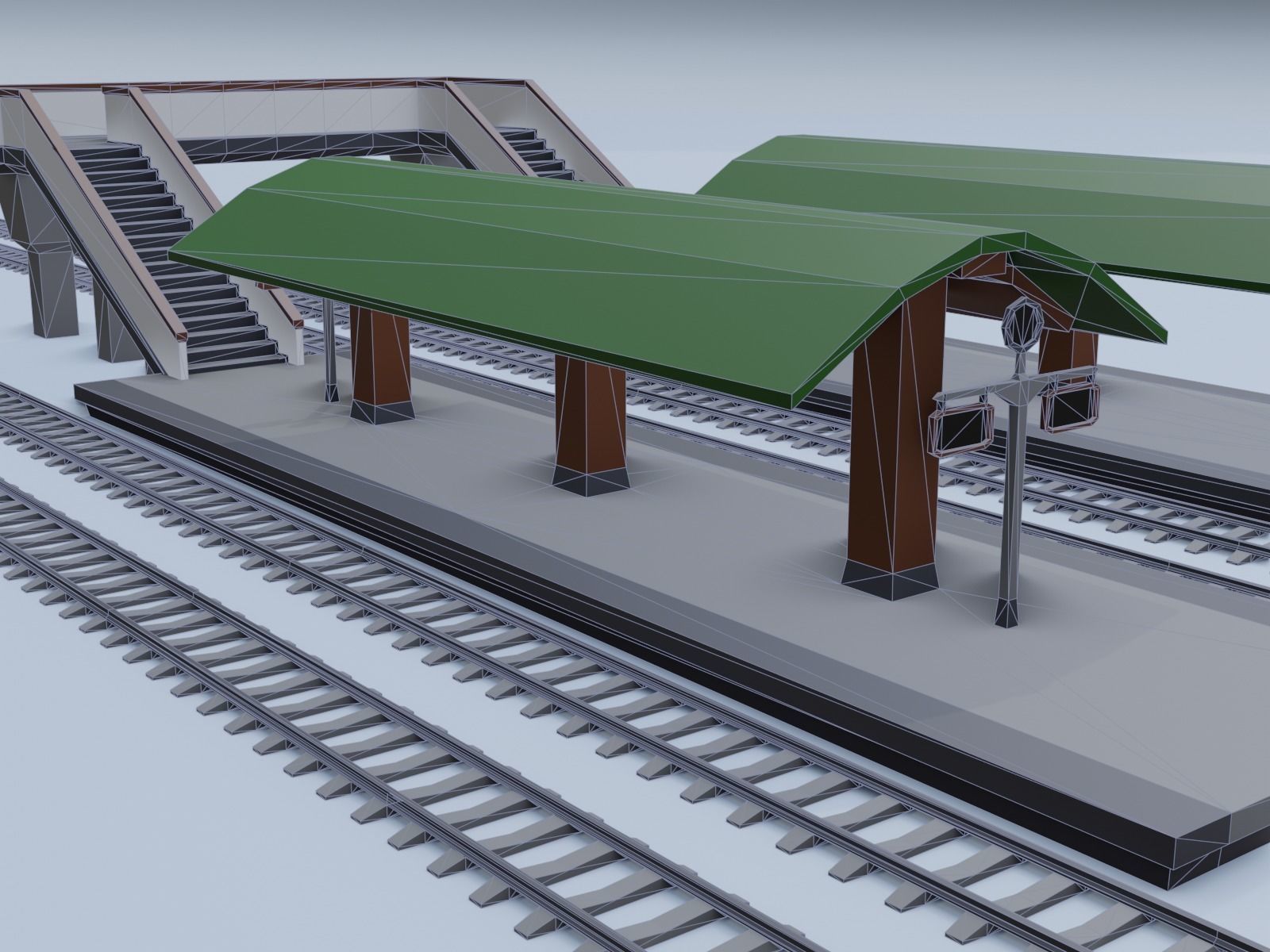 3D model Railway Platform and Foot-Bridge VR / AR / low-poly | CGTrader
