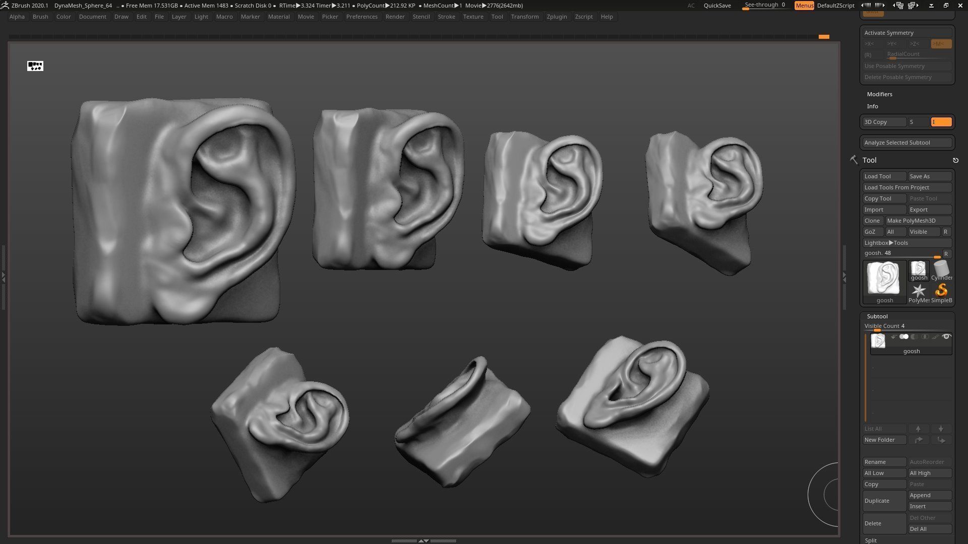 3D model ear low poly and high poly PBR and ready for 3d print VR / AR ...
