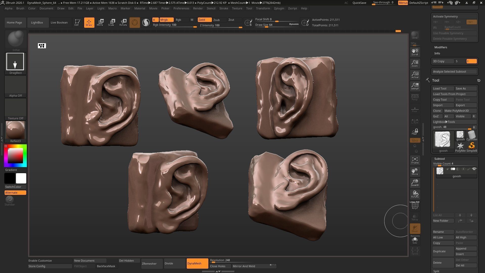 3D model ear low poly and high poly PBR and ready for 3d print VR / AR ...