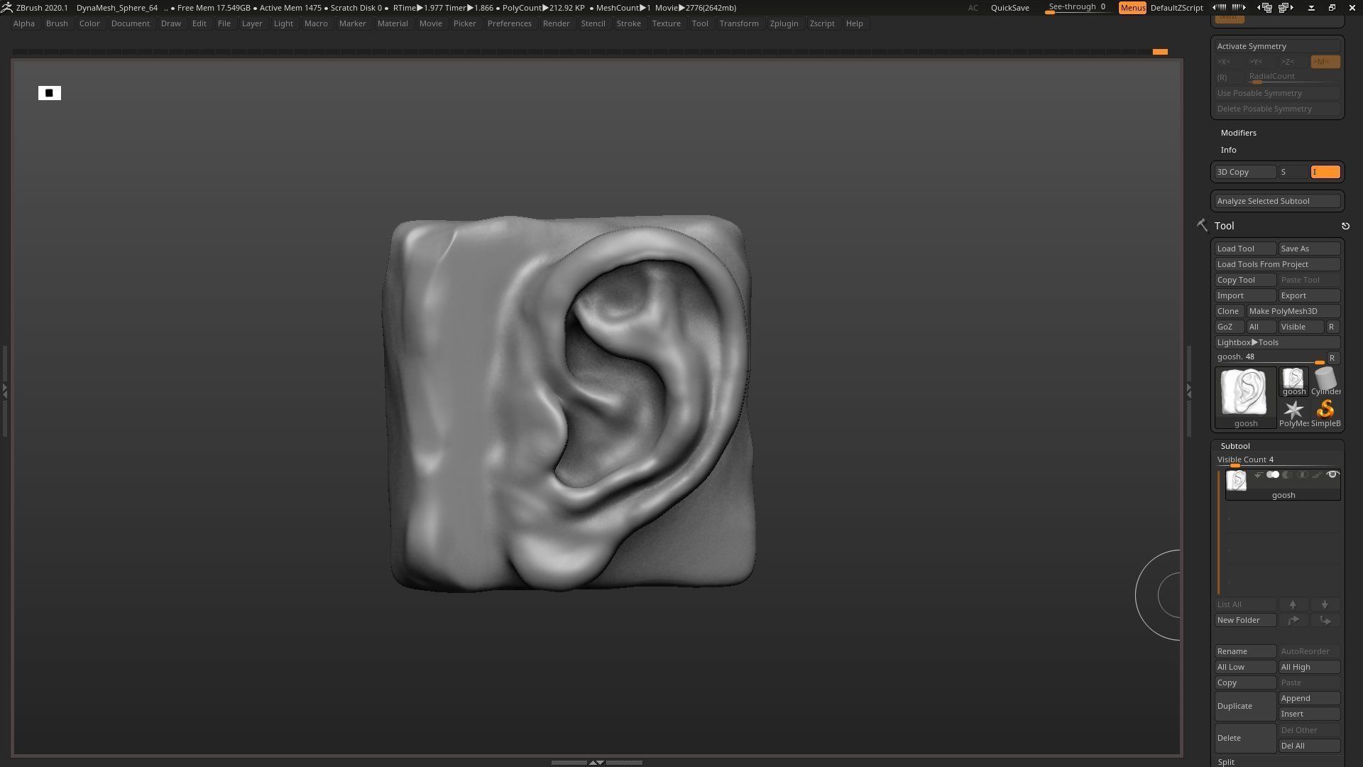 3D model ear low poly and high poly PBR and ready for 3d print VR / AR ...