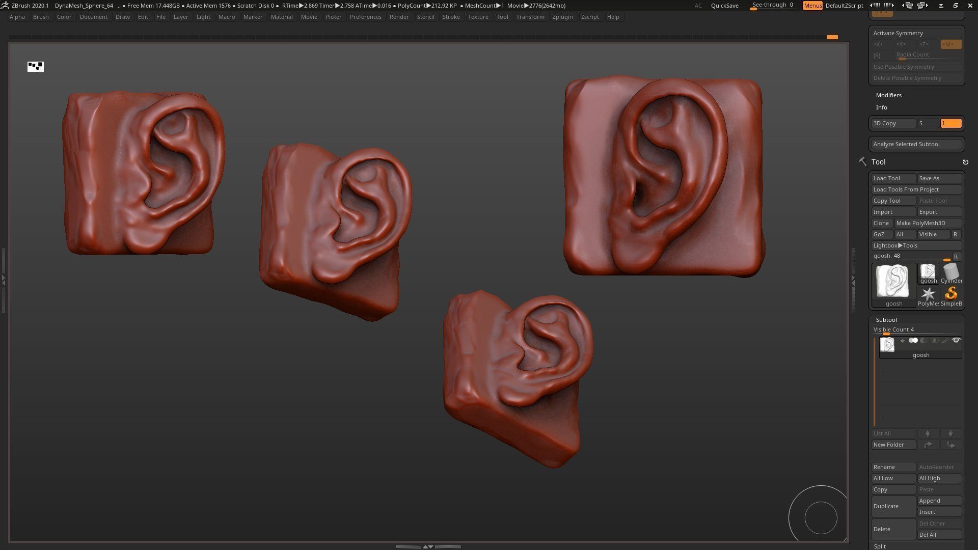 3D model ear low poly and high poly PBR and ready for 3d print VR / AR ...