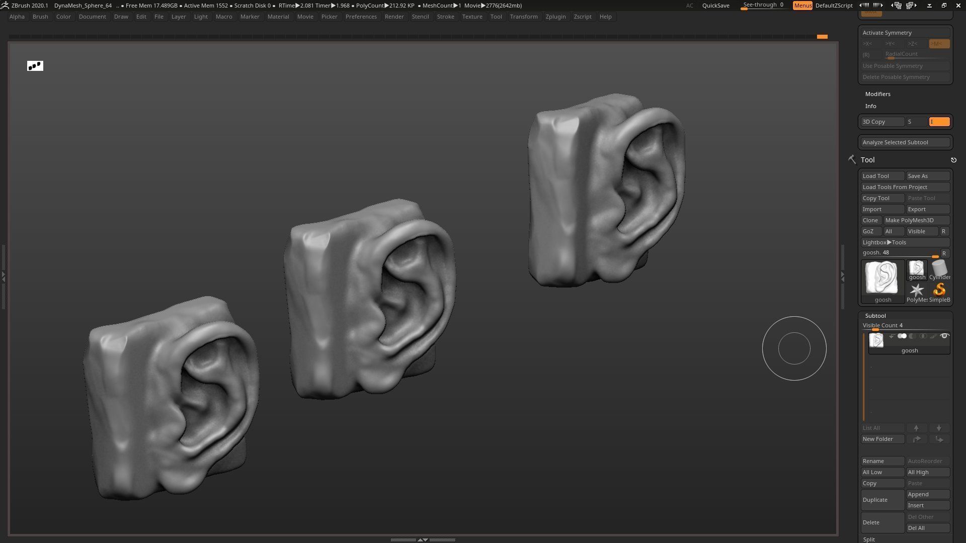 3D model ear low poly and high poly PBR and ready for 3d print VR / AR ...