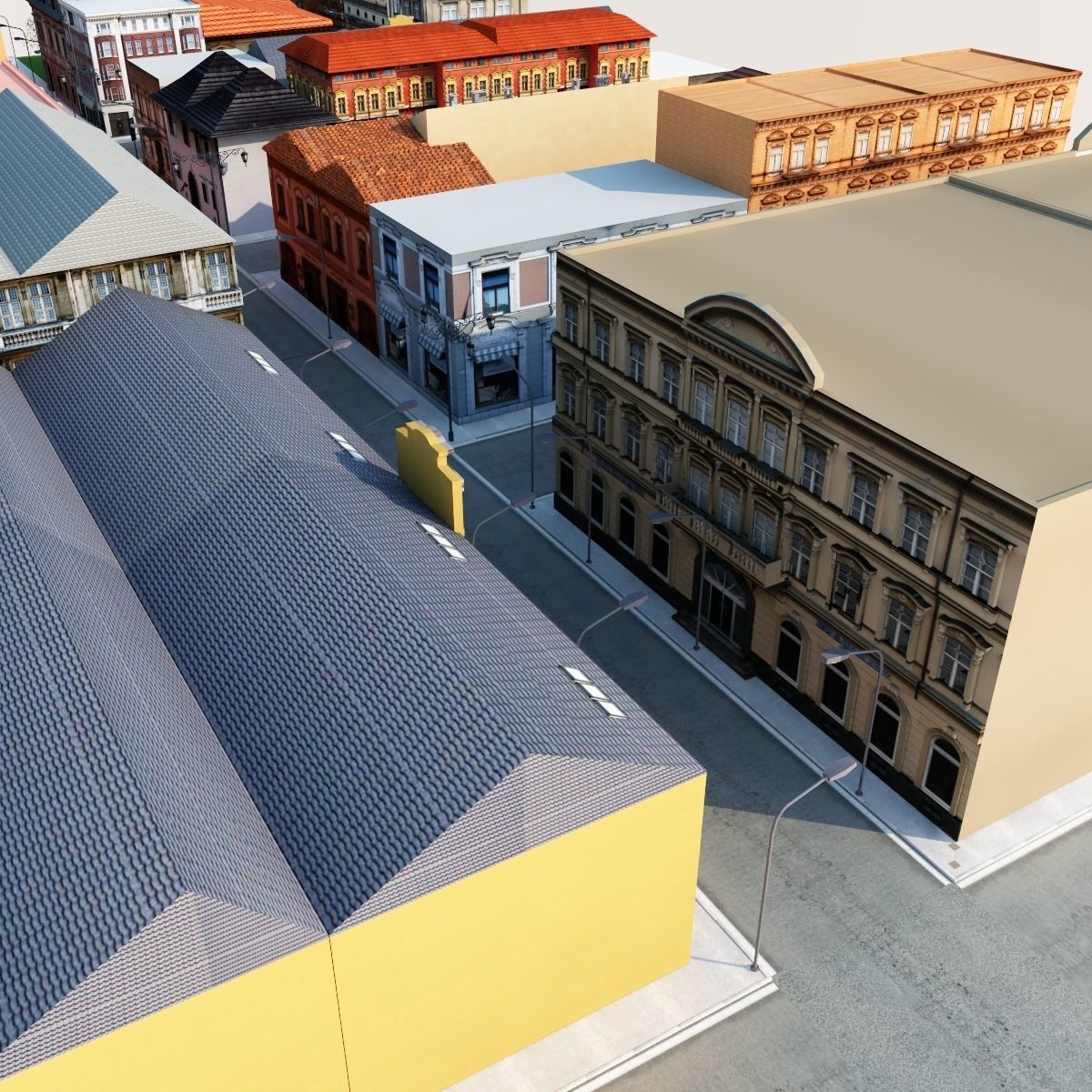 3D model Realistic City with buildings and trees VR / AR / low-poly ...