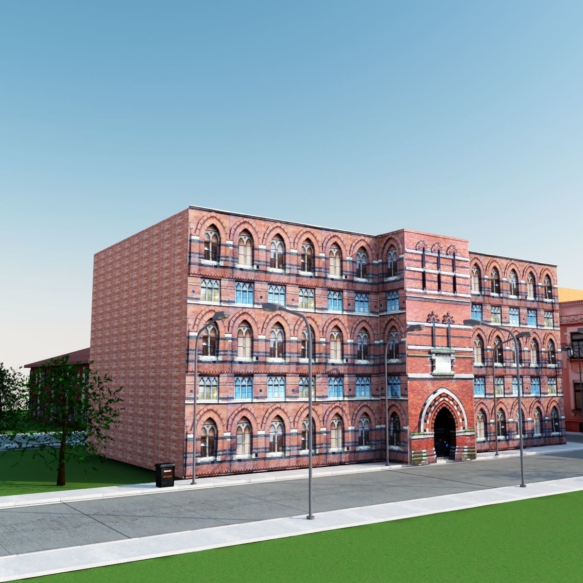 3D model Realistic City with buildings and trees VR / AR / low-poly ...