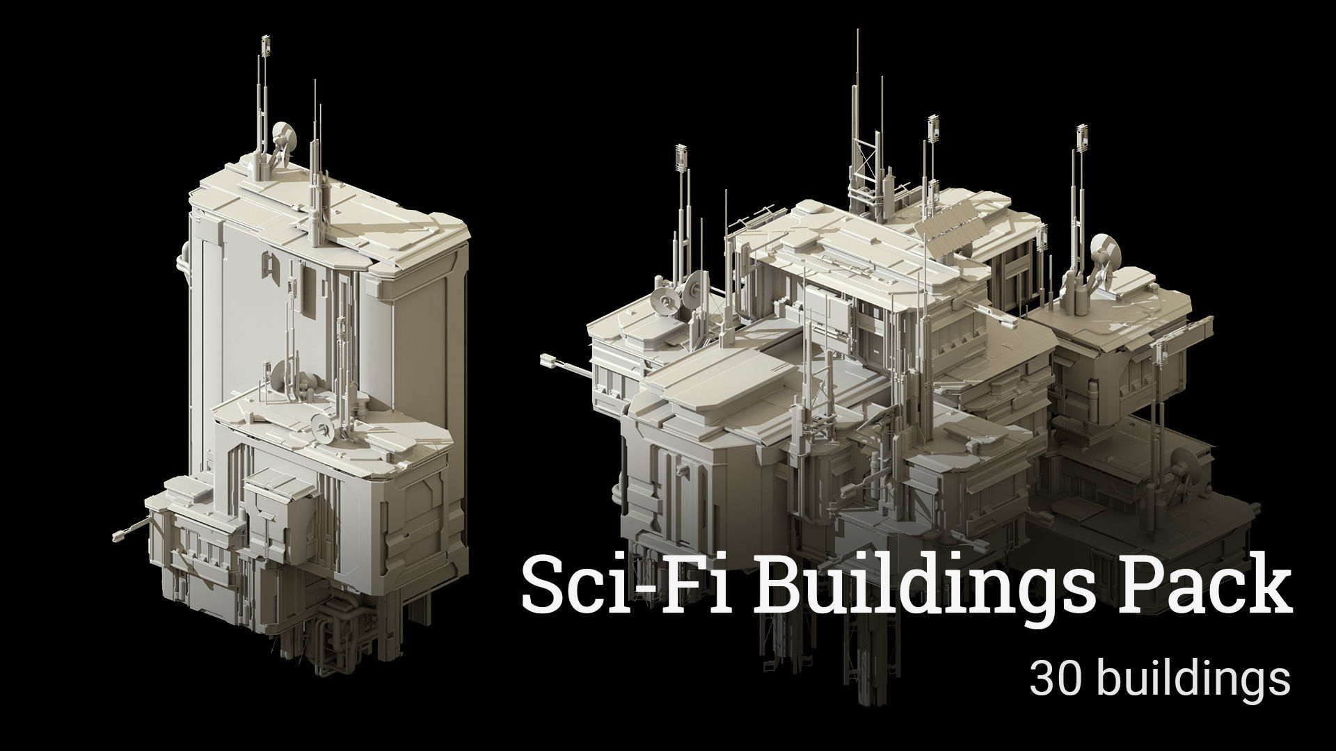 Sci-Fi Buildings Pack - 30 Buildings 3D model | CGTrader