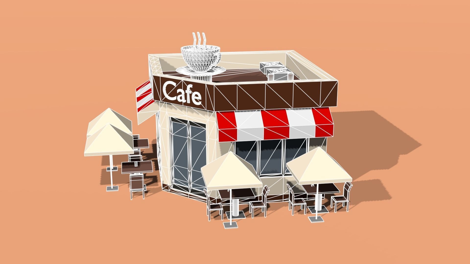 3D model Cafe Simple VR / AR / low-poly | CGTrader