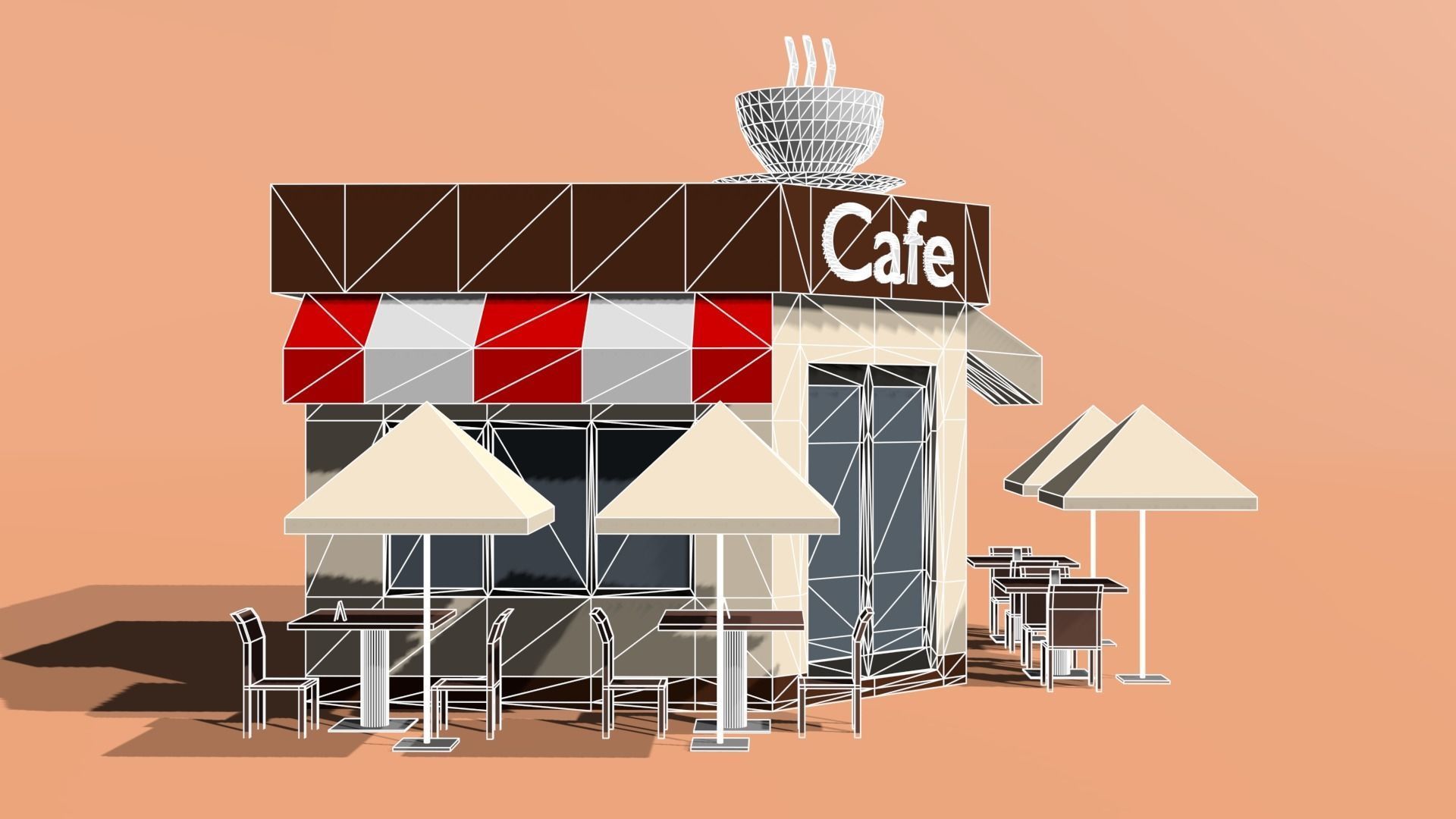 3D model Cafe Simple VR / AR / low-poly | CGTrader