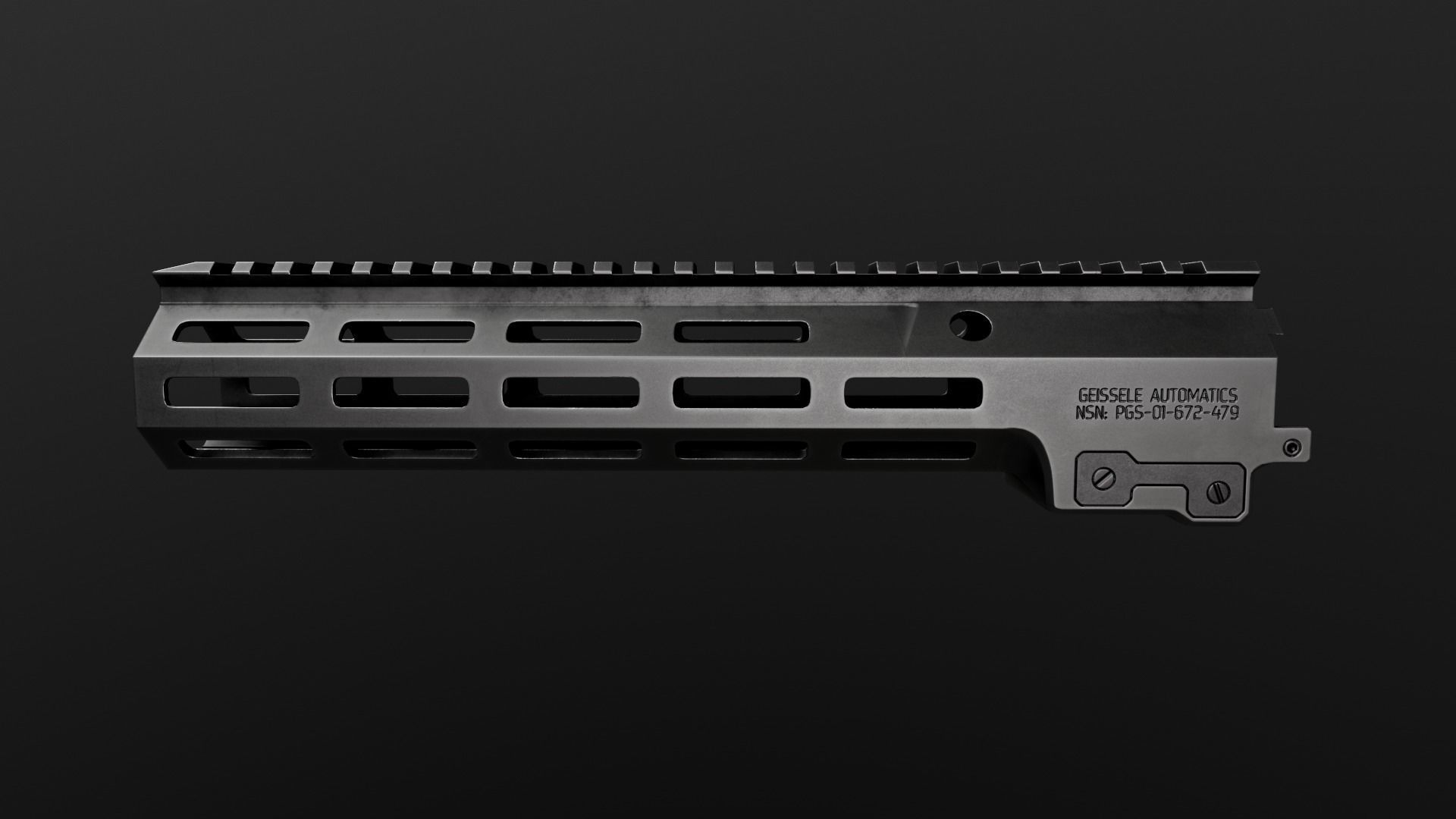 3D model Geissele Super Modular Rail MK16 MLOK AR15 Handguard VR / AR ...