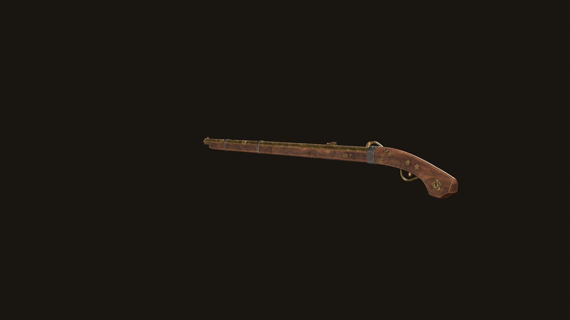 3D model Weapon - Gun - Flintlock - Japanese Matchlock VR / AR / low ...