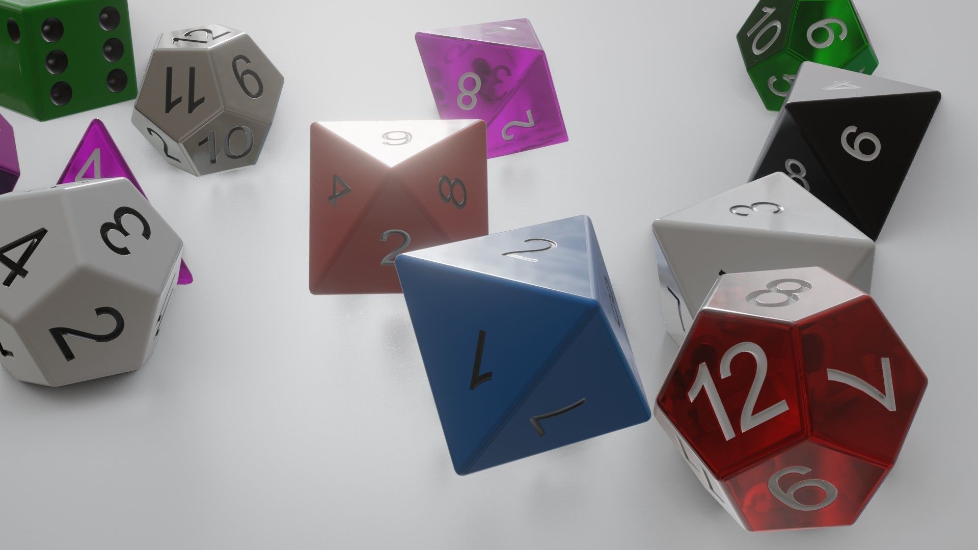 Standard Dice several shapes detailed 3D model | CGTrader