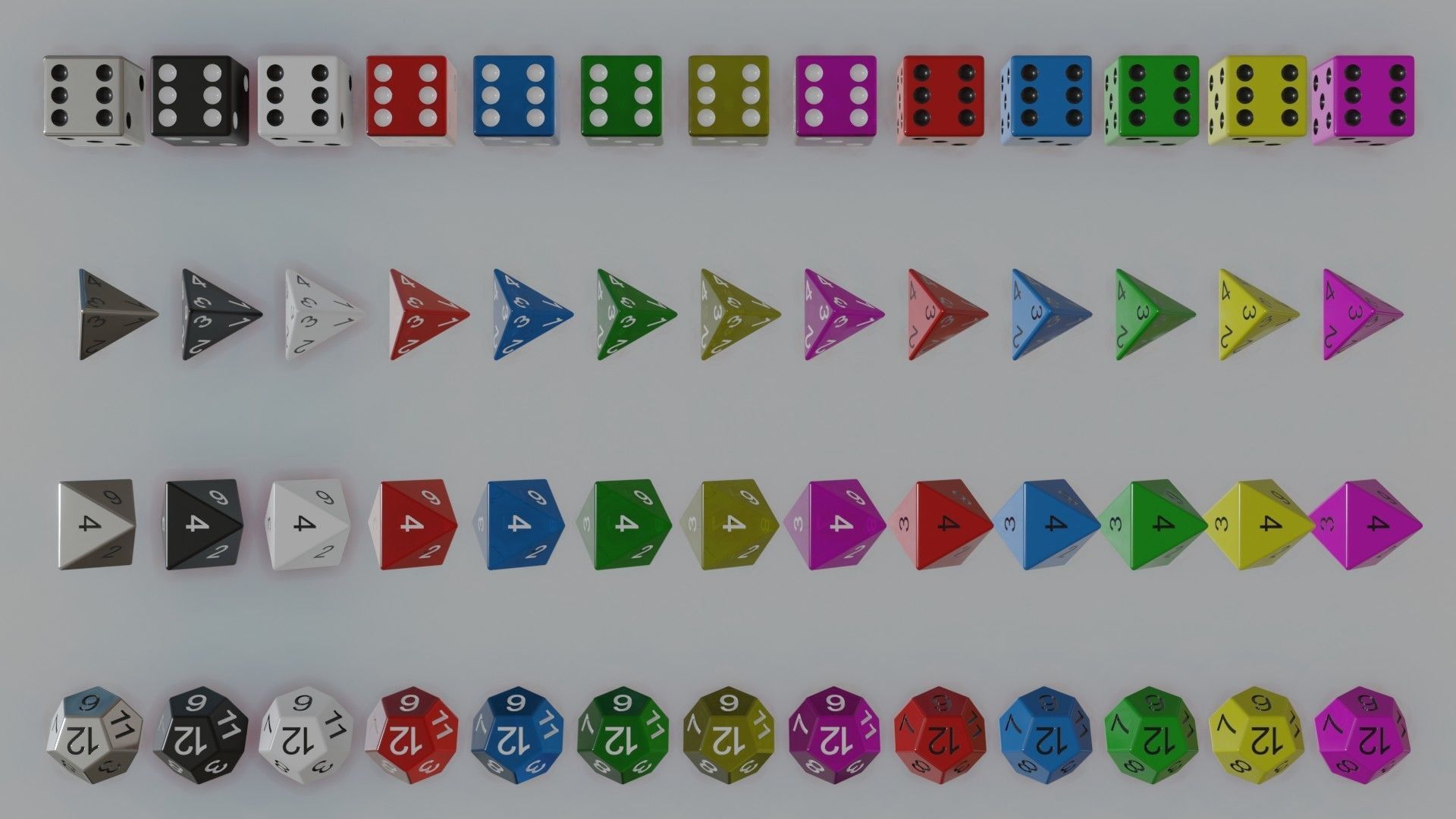 Standard Dice several shapes detailed 3D model | CGTrader