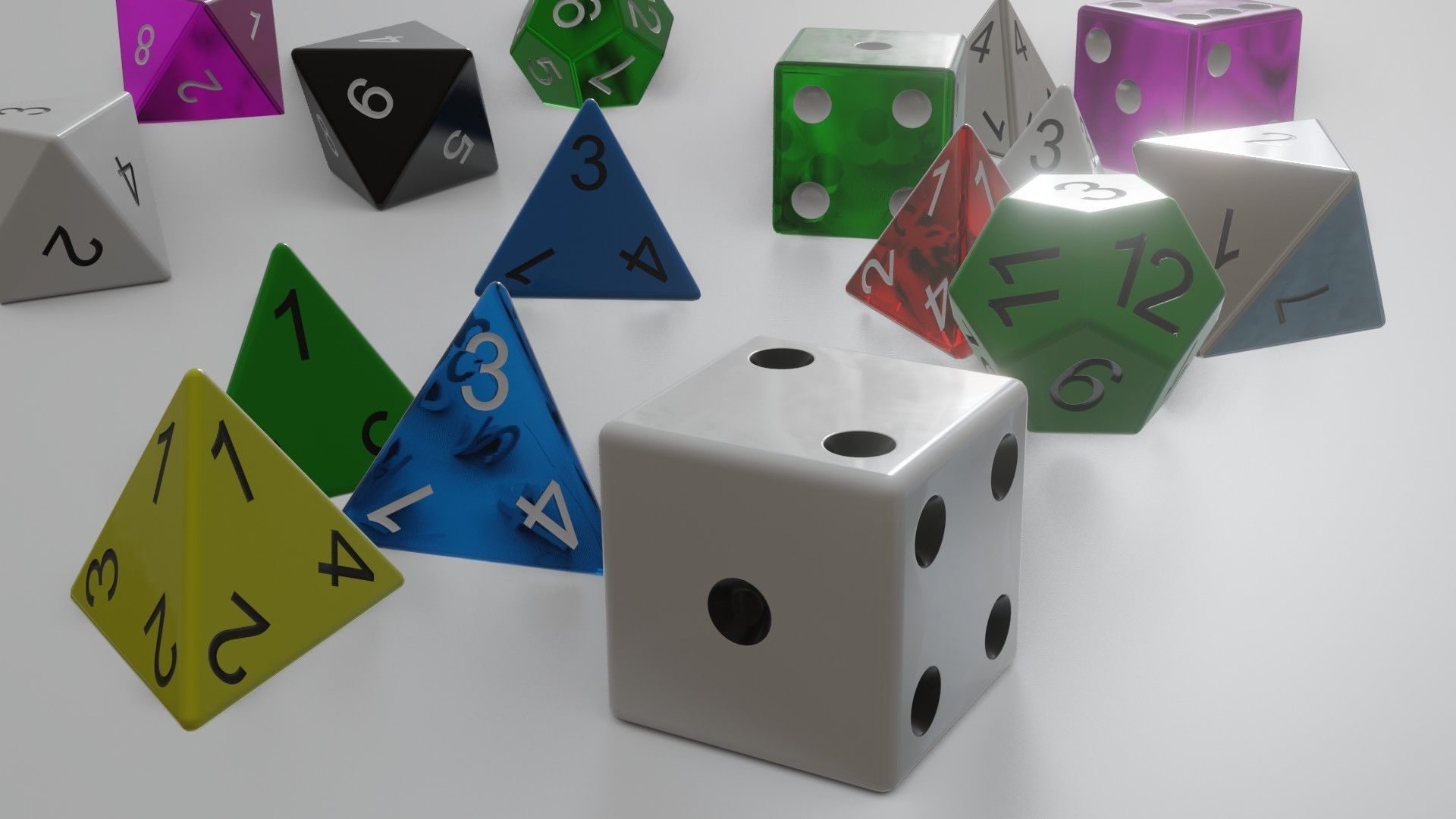 Standard Dice several shapes detailed 3D model | CGTrader