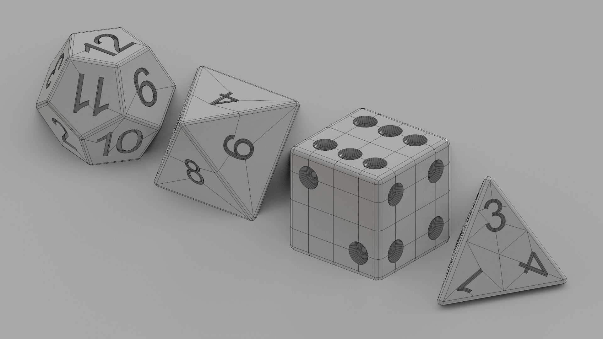 Standard Dice several shapes detailed 3D model | CGTrader