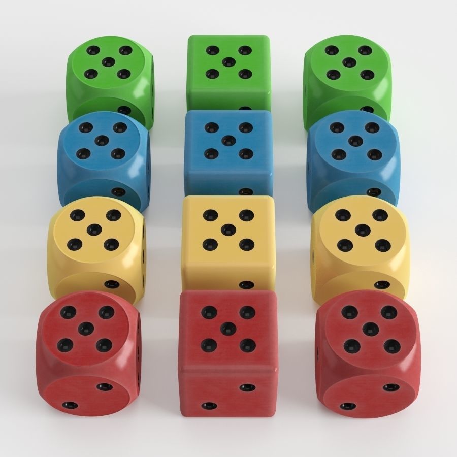 Classic Dice with different colors and shapes 3D model | CGTrader