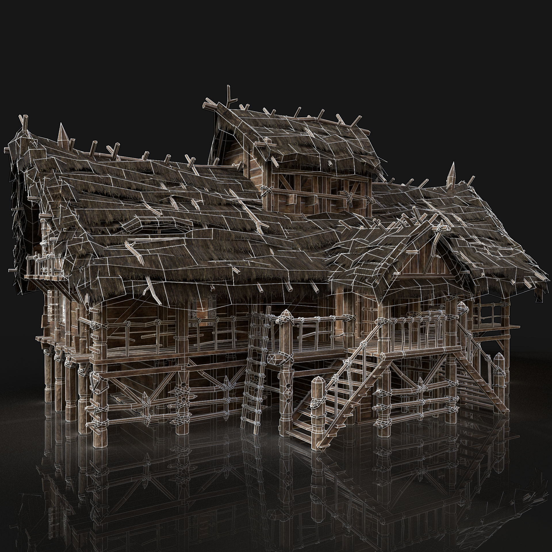 3D model BIGGEST BUILDER AAA HOUSE PACK WITH INTERIOR VIKING ORC ...