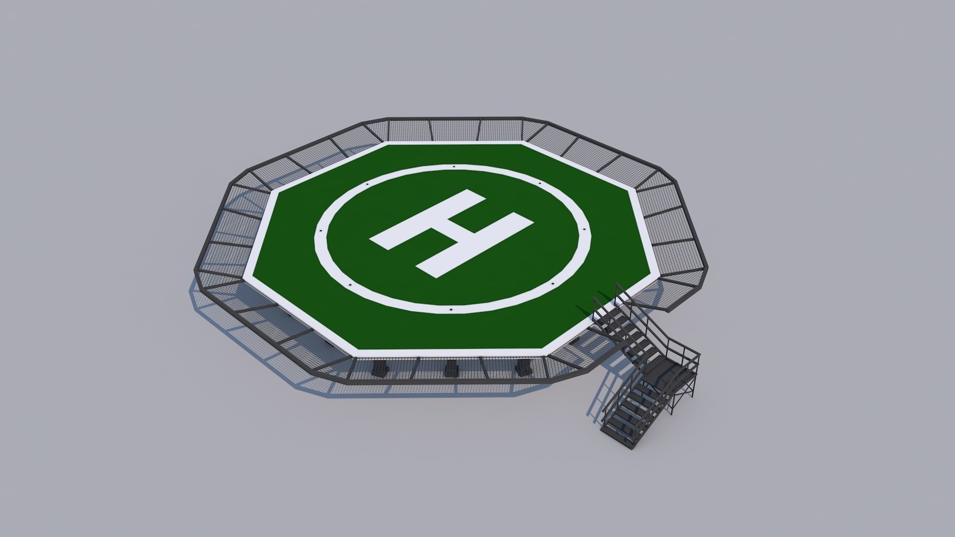 3D model 3 Helipad - Rooftop Elements VR / AR / low-poly | CGTrader