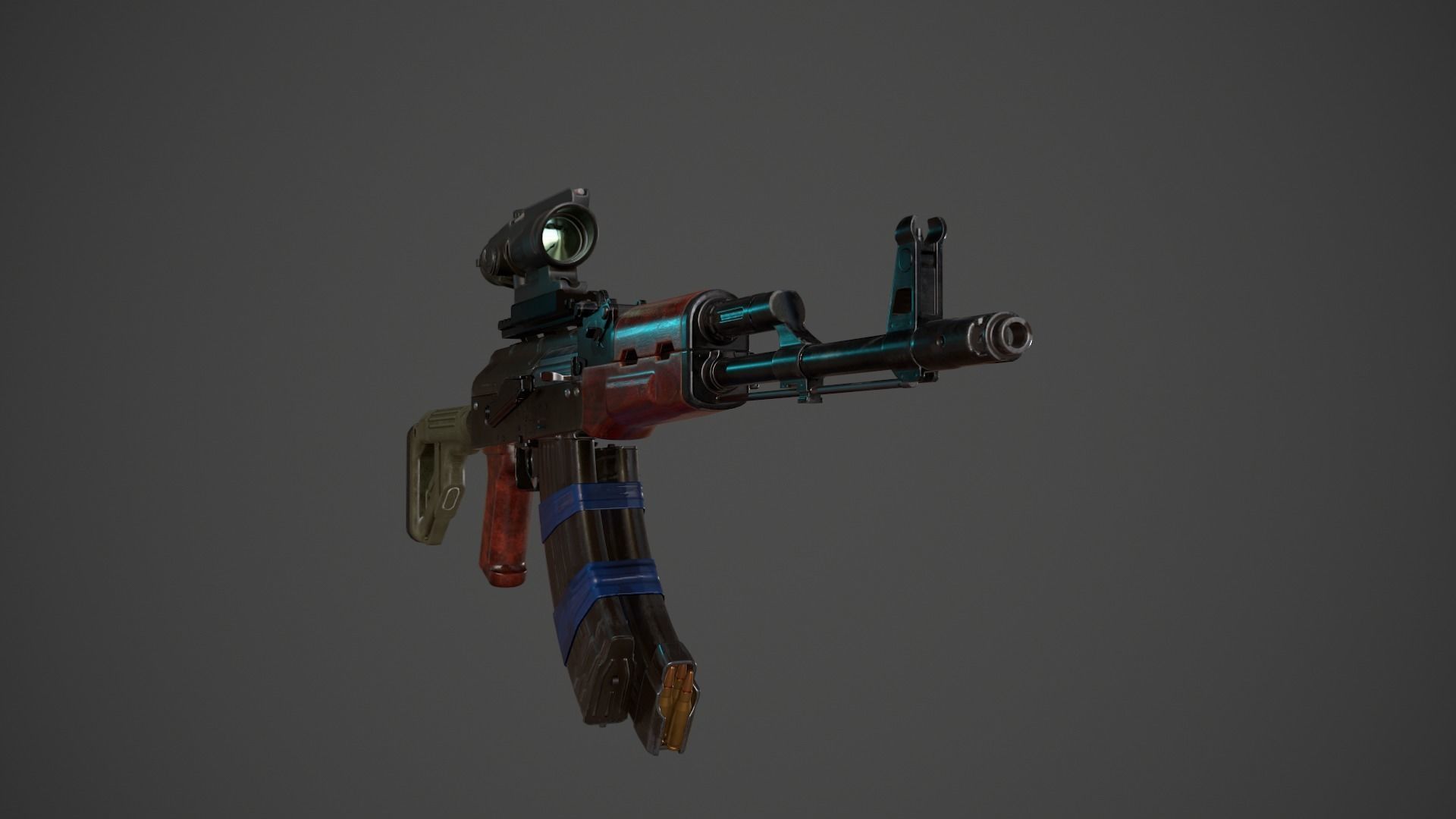 3D model ak47 acog gameready VR / AR / low-poly | CGTrader