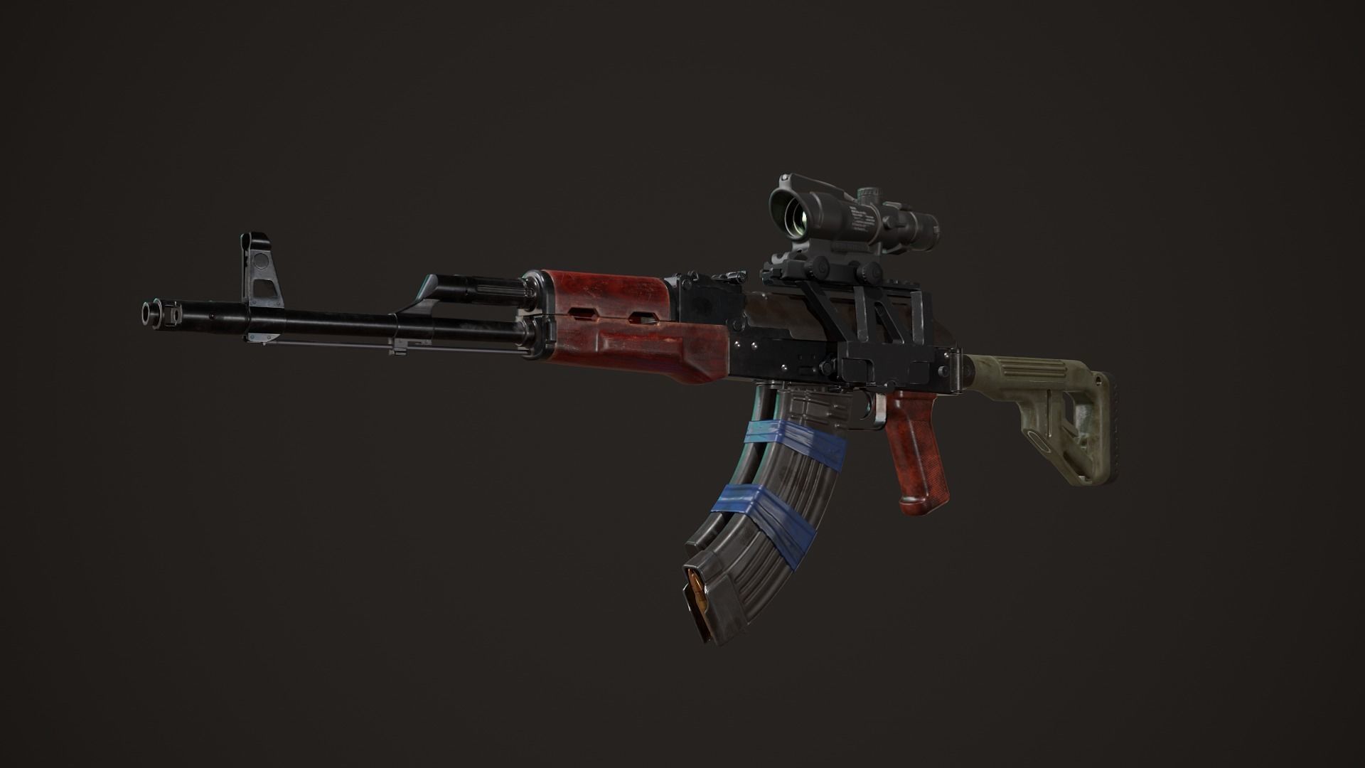 3D model ak47 acog gameready VR / AR / low-poly | CGTrader