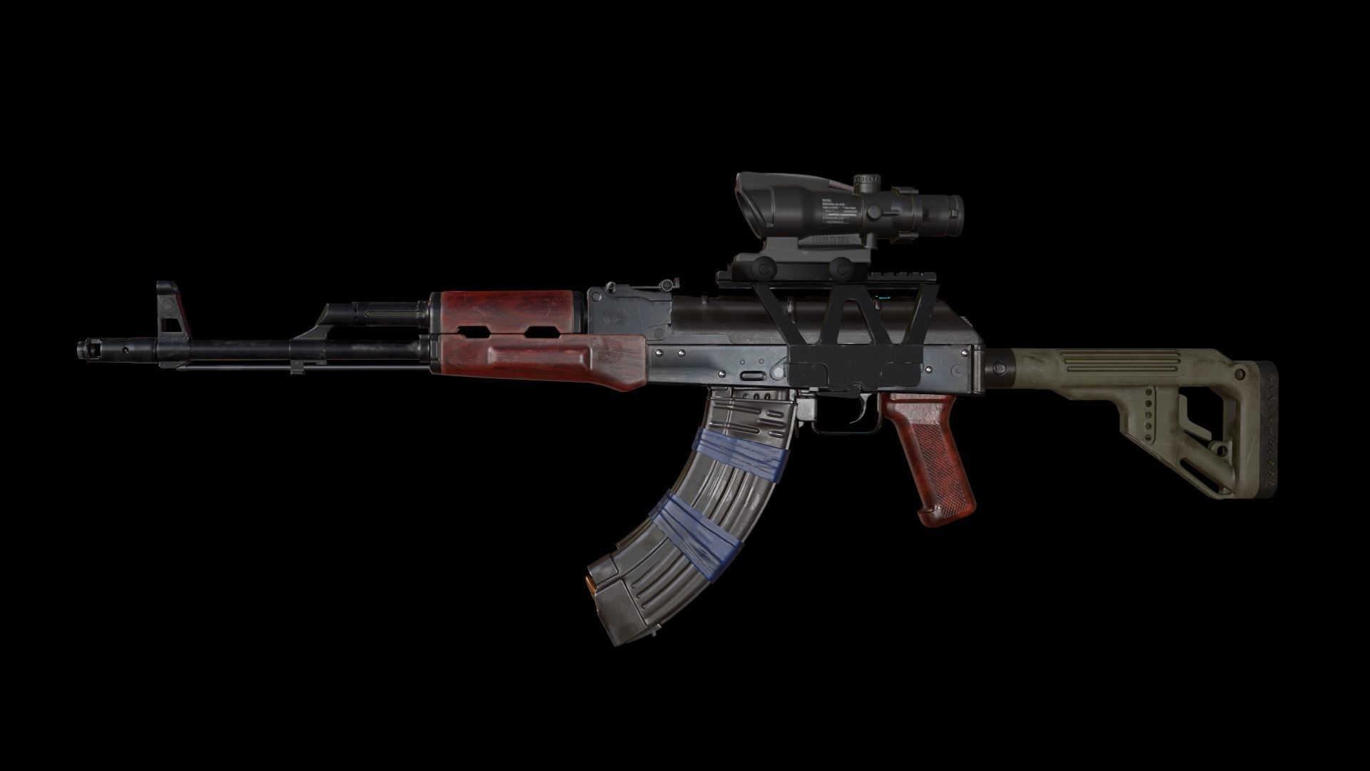 3D model ak47 acog gameready VR / AR / low-poly | CGTrader