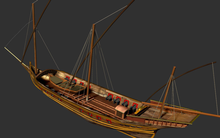 chebec algerian war fishing ship 3D model rigged | CGTrader