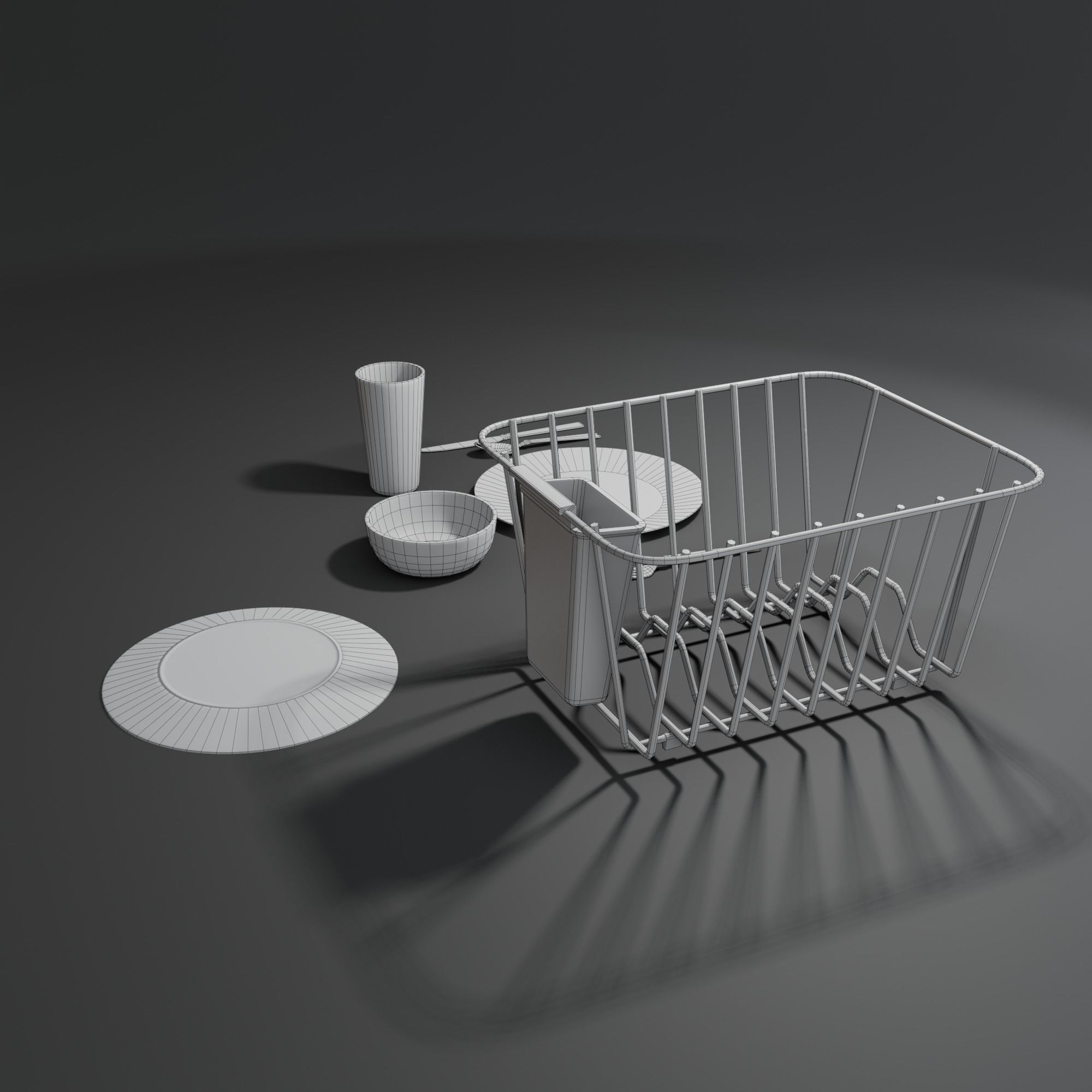 Dish Rack with Dishes free VR / AR / low-poly 3D model | CGTrader