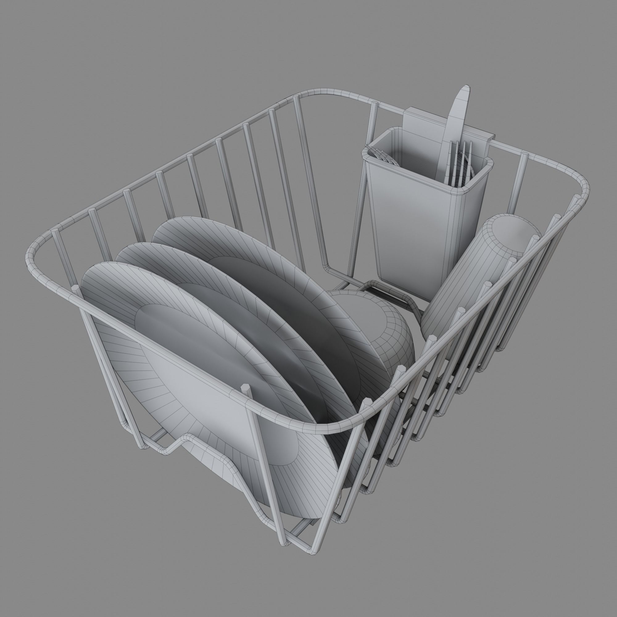Dish Rack with Dishes free VR / AR / low-poly 3D model | CGTrader