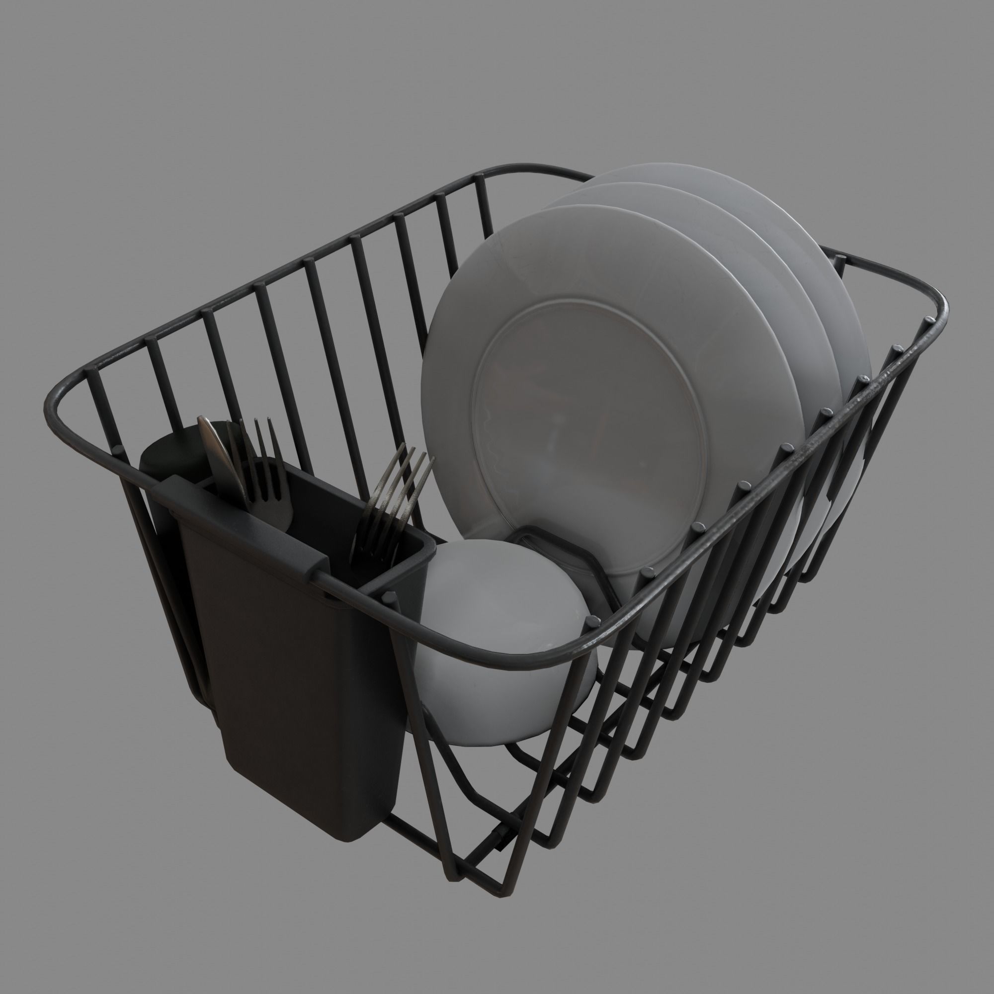 Dish Rack with Dishes free VR / AR / low-poly 3D model | CGTrader