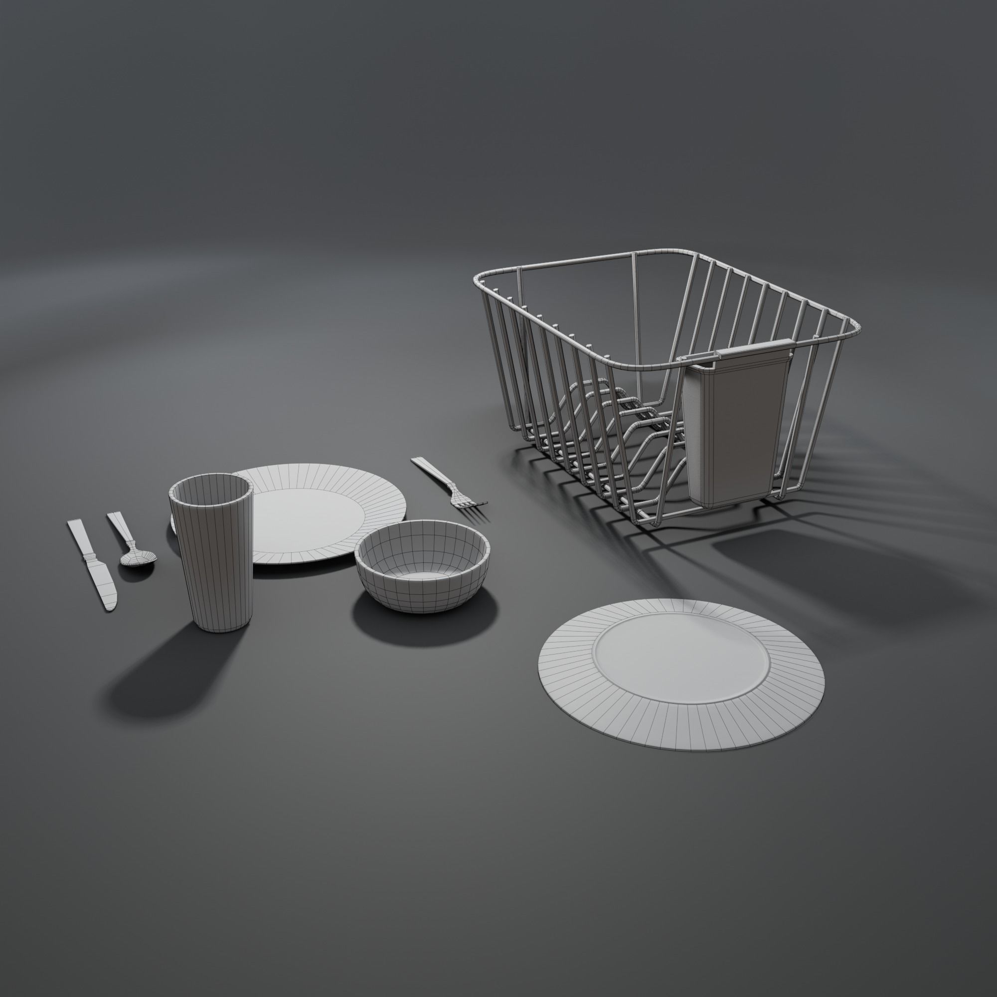 Dish Rack with Dishes free VR / AR / low-poly 3D model | CGTrader